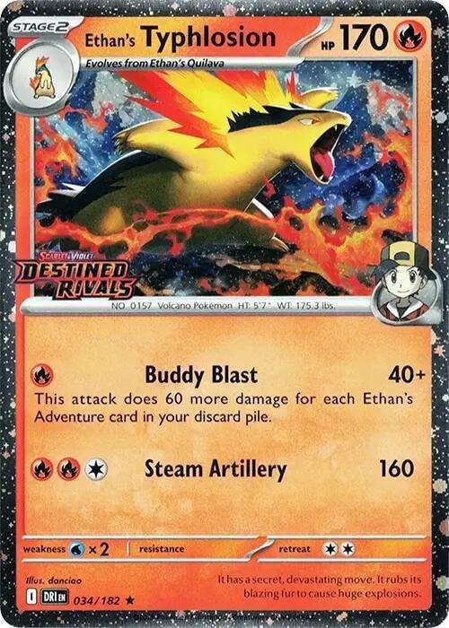 Pokemon Destined Rivals Rare Ethan's Typhlosion #34 (Prerelease ...