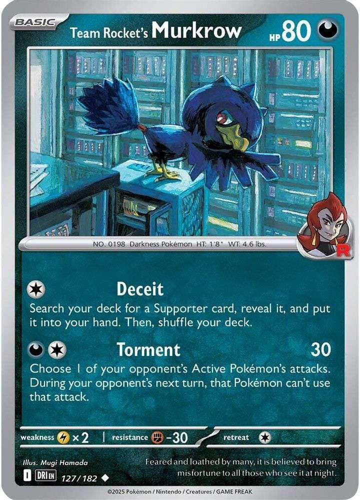 Pokemon Destined Rivals Uncommon Team Rocket's Murkrow #127 - Walmart.com