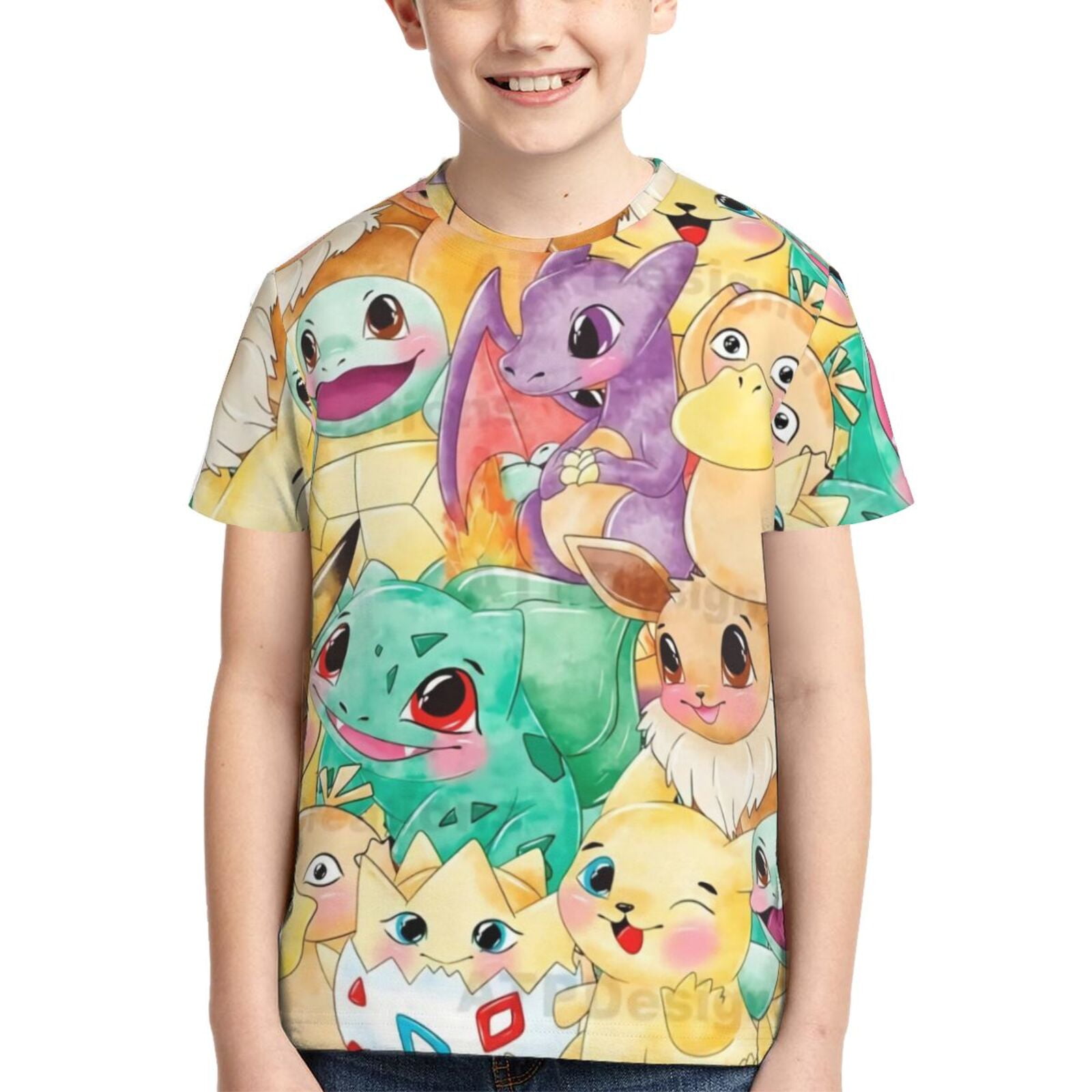 Pokemon Digital Paper Youth Shirt,Athletic Short Sleeve Tees Kids ...