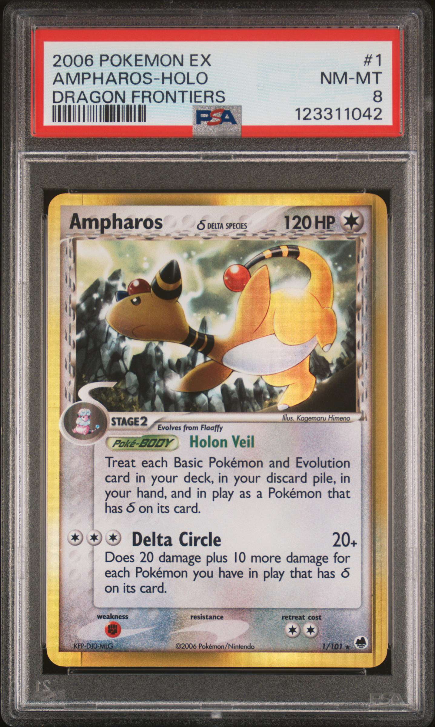 Pokemon Dragon Frontiers Holo Rare Ampharos (Delta Species) #1 [PSA 8 ...