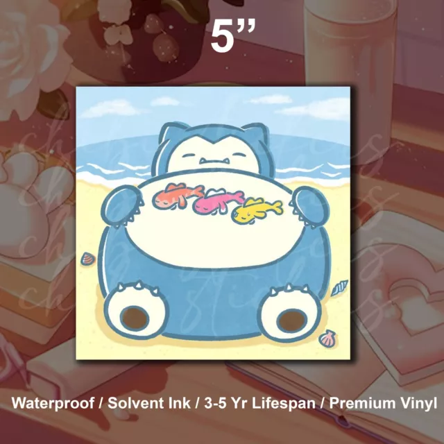 Pokemon Eating Snorlax Chibi Cute Drooling Munchlax Vinyl Sticker Decal ...