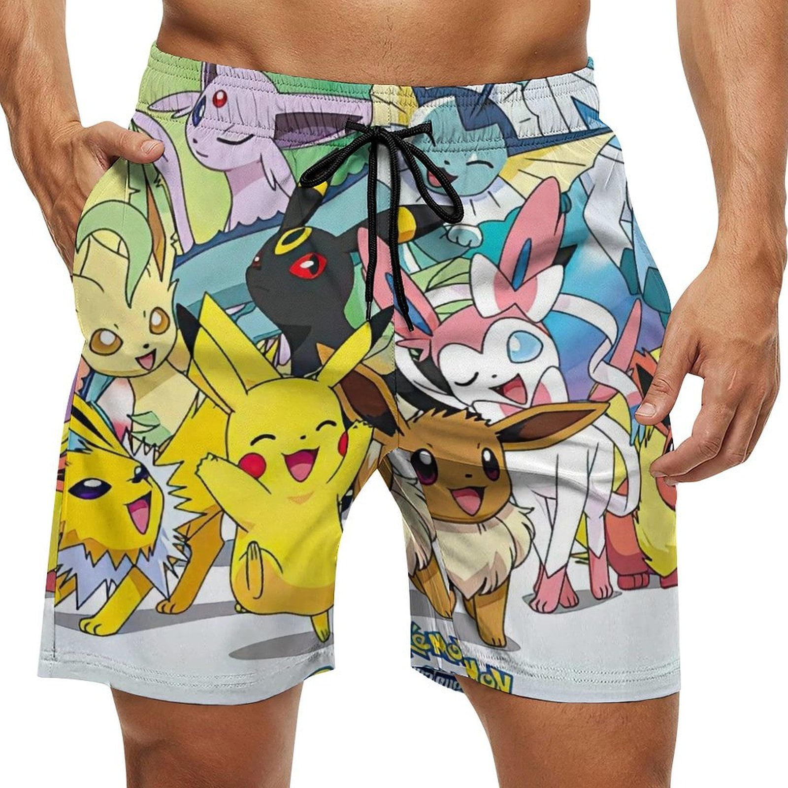 Pokemon Eeve Charmander Squirtle Bulbasaur Mens Swim Trunks with ...