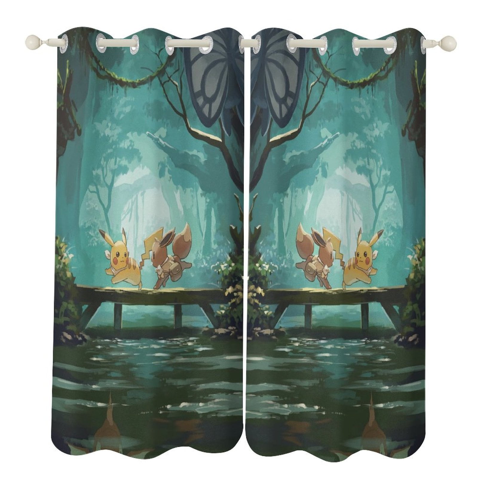 Pokemon-Eeve Curtains 72 Inch,Blackout Curtains,Cartoon Curtains for ...