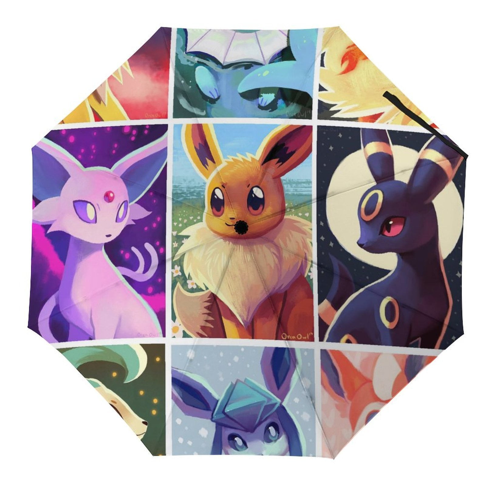 Pokemon_Eevee 3 Fold Umbrella Automatic Open-close Cartoon UV Resistant ...