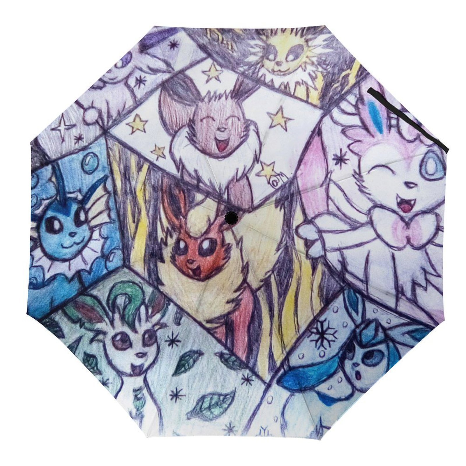 Pokemon_Eevee 3 Fold Umbrella Automatic Open-close Cartoon UV Resistant ...