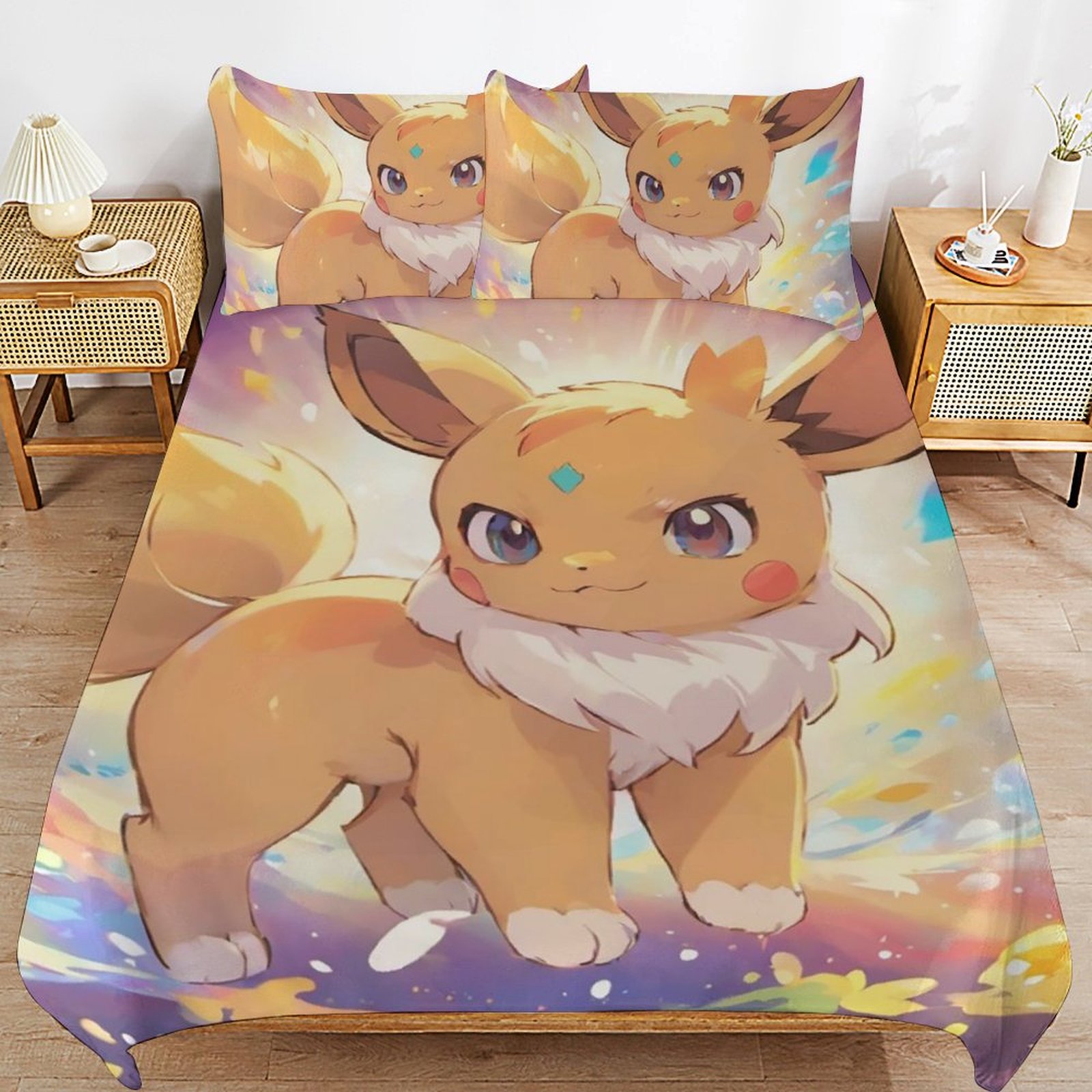 Pokemon_Eevee 3-Piece All Season Bedding Set, Comforter Set with Pillow ...