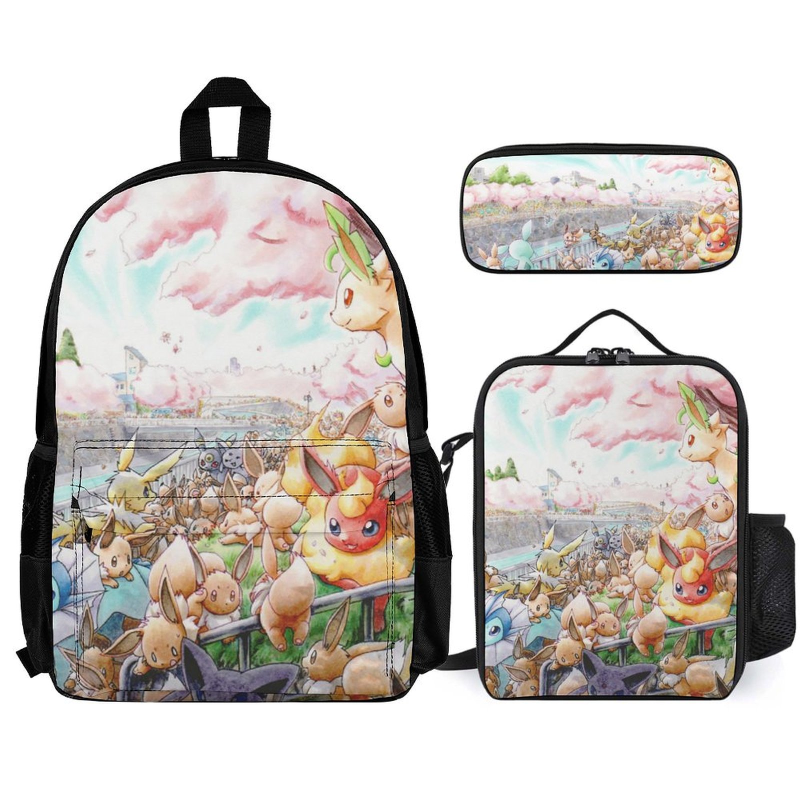 Pokemon_Eevee 3PCS Boys Backpack,Girls Bags With Lunch Box Pencil Case ...
