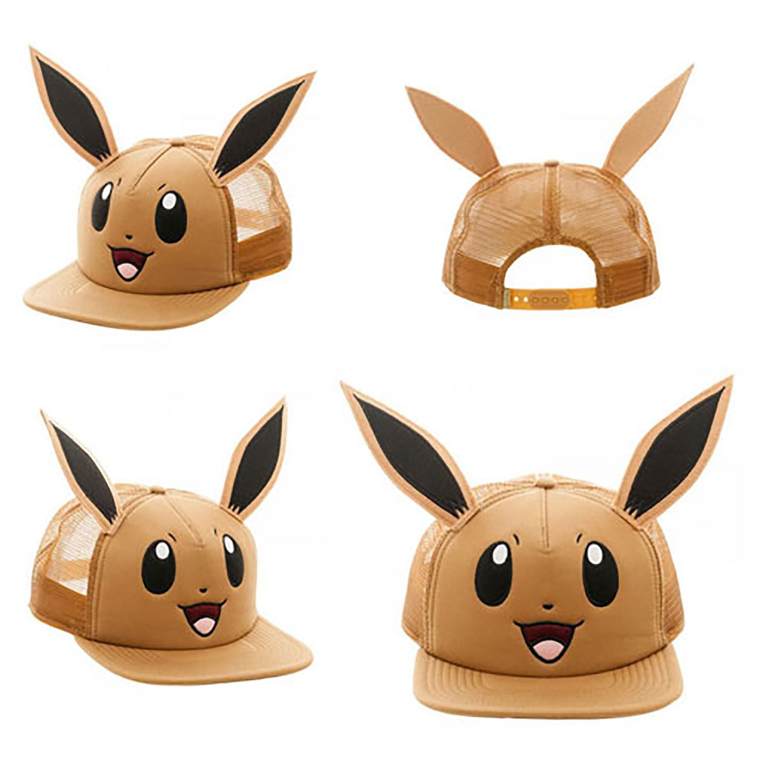 Pokemon Eevee Big Face Trucker Baseball Snapback Hat With Ears ...