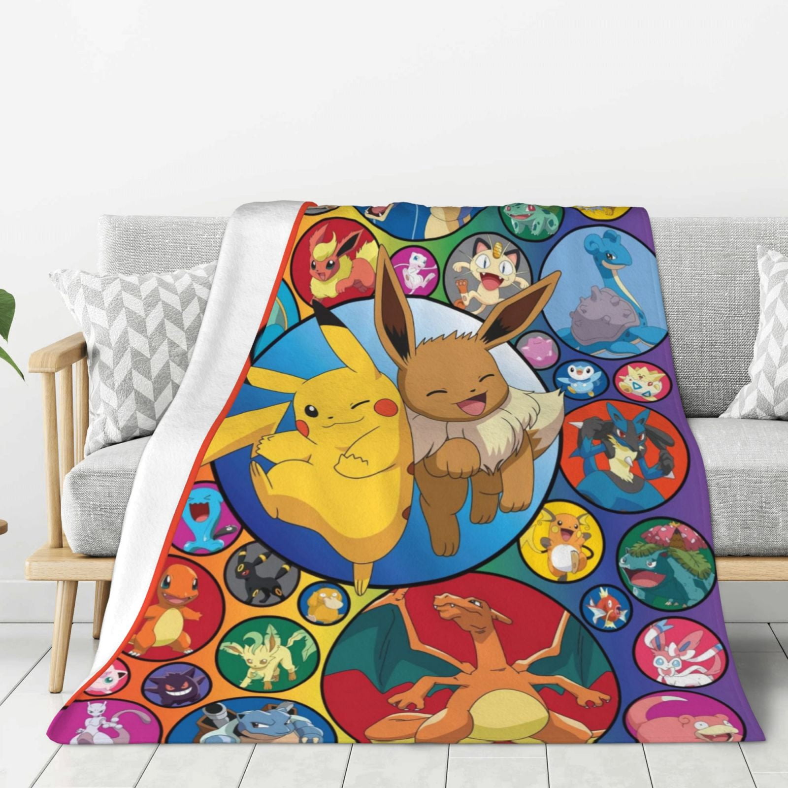 Pokemon- Eevee Bubbles Blanket for Couch - Super Soft Cozy Blanket for ...