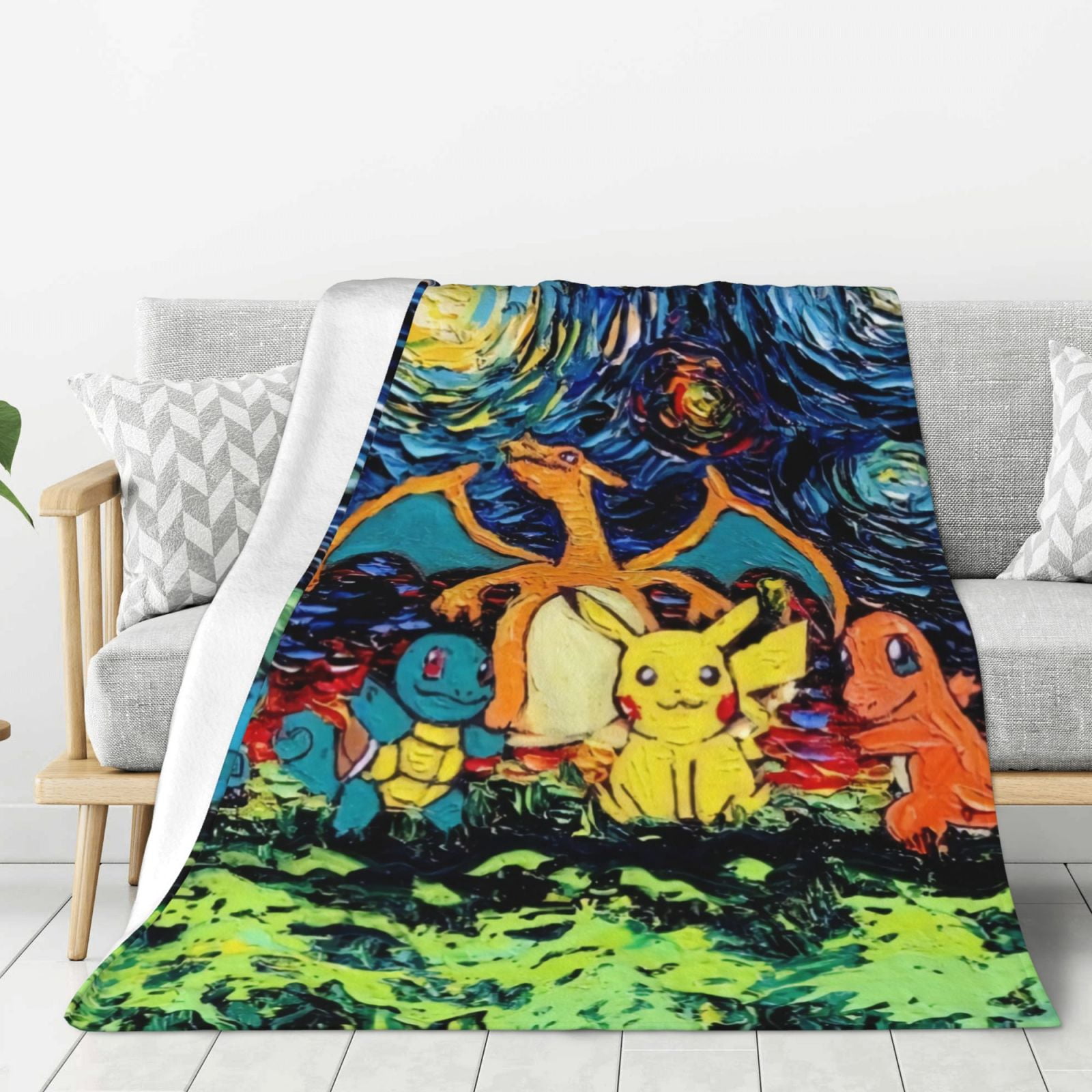 Pokemon -Eevee Charmander Squirtle Bulbasaur Blanket for Couch - Super ...