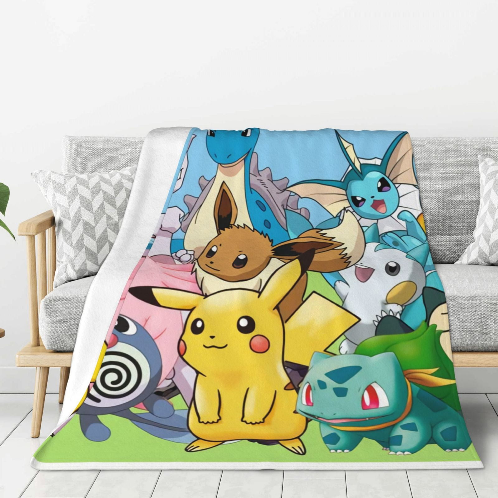 Pokemon -Eevee Charmander Squirtle Bulbasaur Blankets for Couch,Super ...