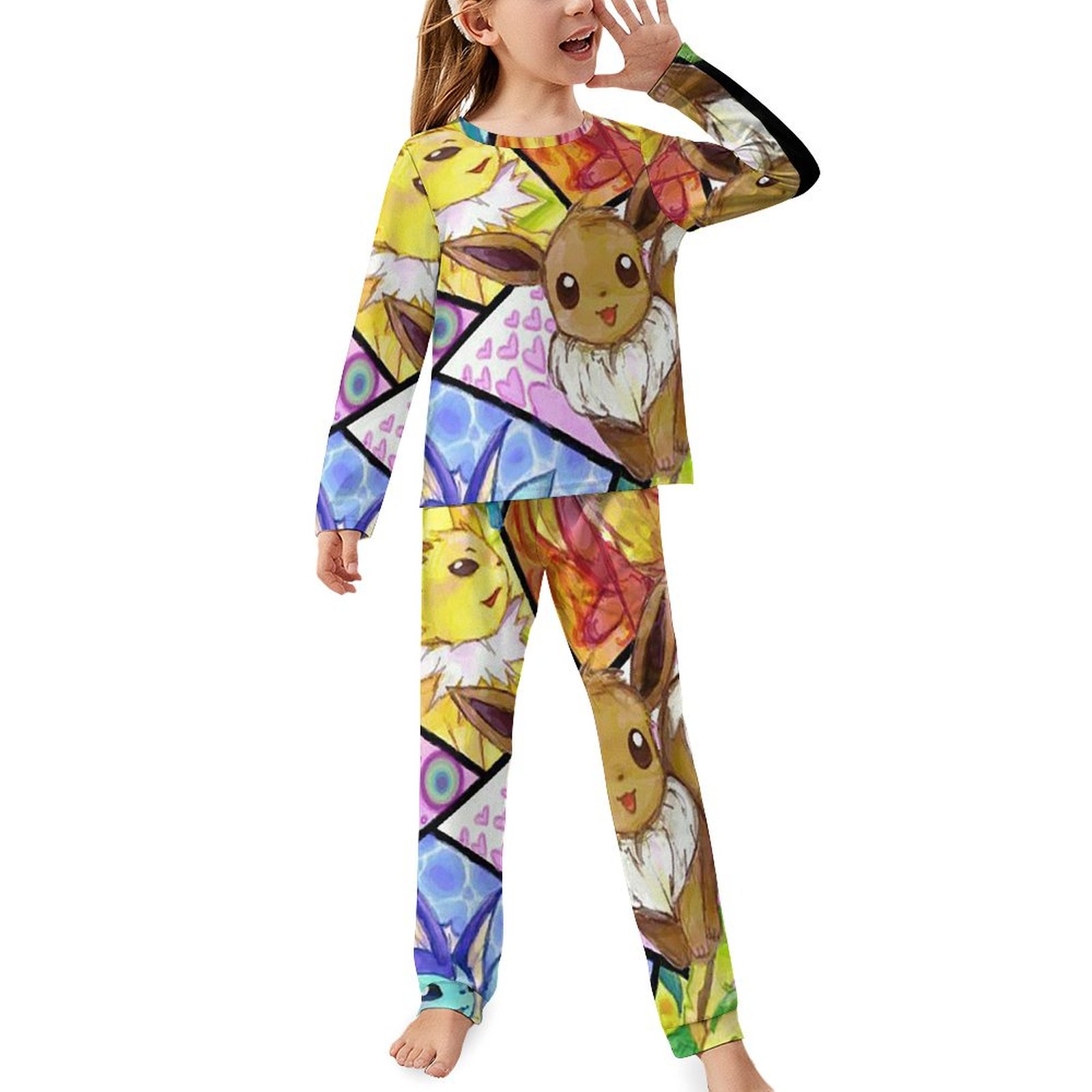 Pokemon_Eevee Child Pajamas Set for Boys Girls 6 Sizes, Long Sleeve ...