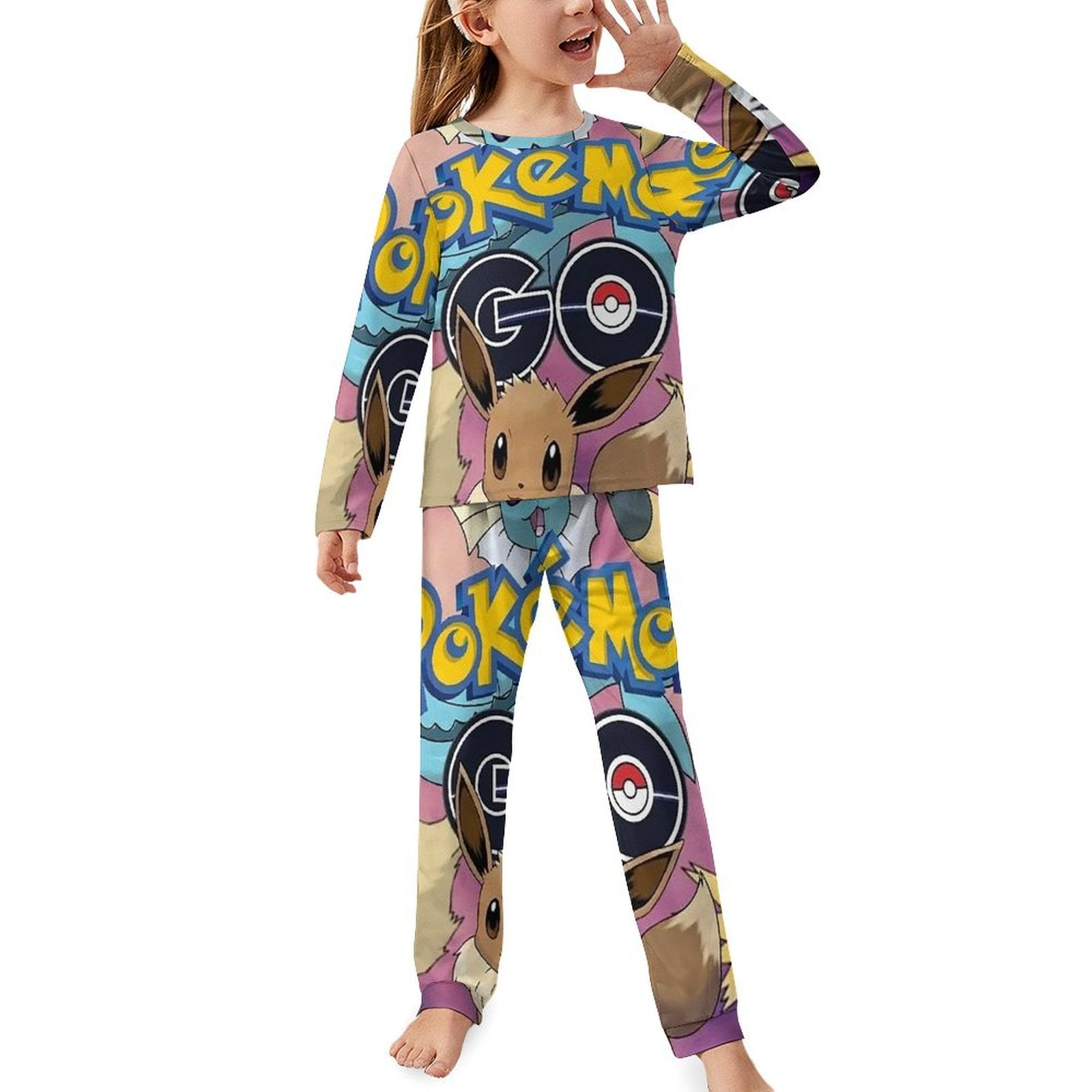 Pokemon_Eevee Child Pajamas Set for Boys Girls 6 Sizes, Long Sleeve ...