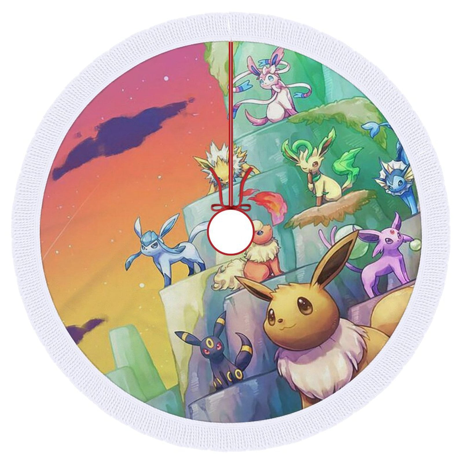 Pokemon Eevee Christmas tree skirt Christmas tree mat with fringe ...