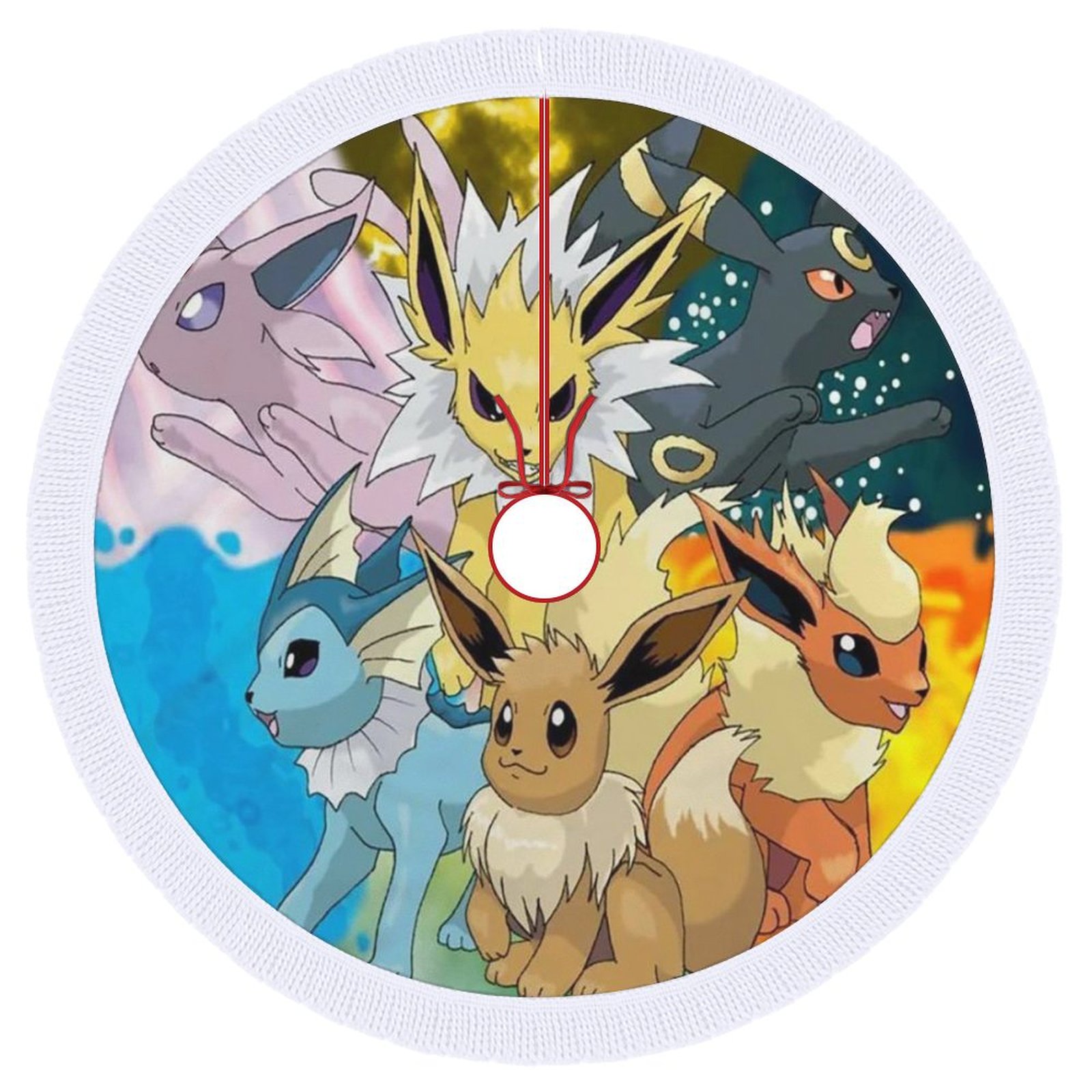 Pokemon Eevee Christmas tree skirt Christmas tree mat with fringe ...