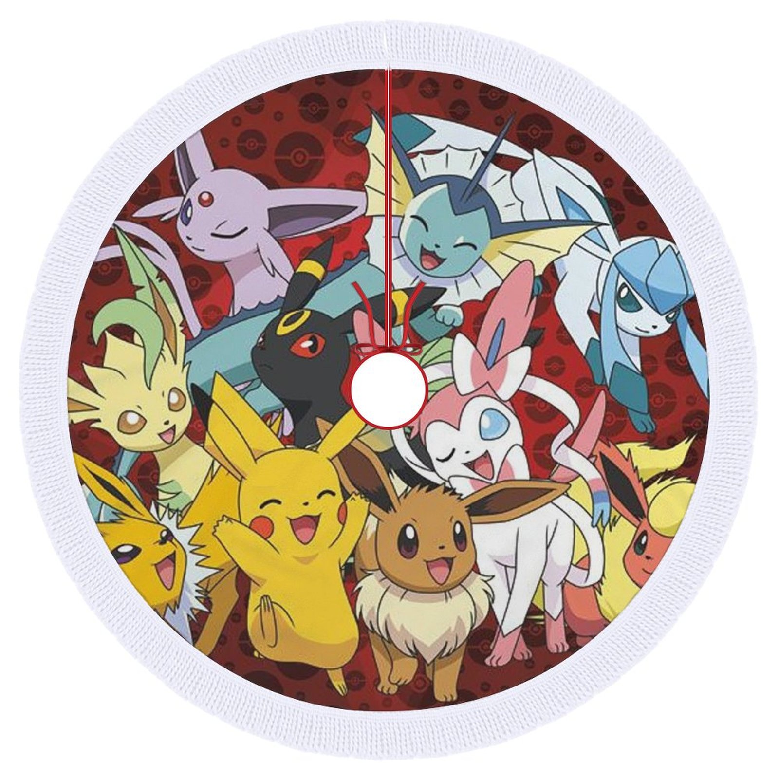 Pokemon Eevee Christmas tree skirt Christmas tree mat with fringe ...