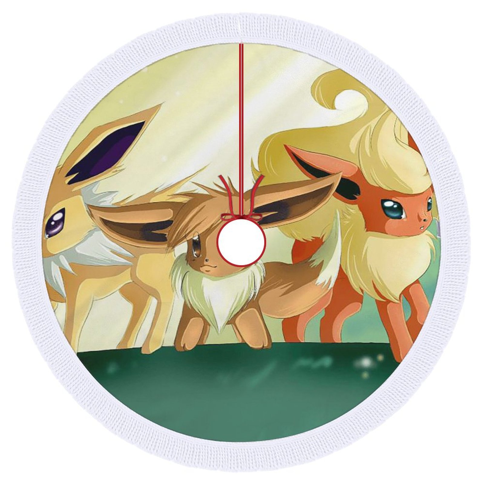 Pokemon Eevee Christmas tree skirt Christmas tree mat with fringe ...