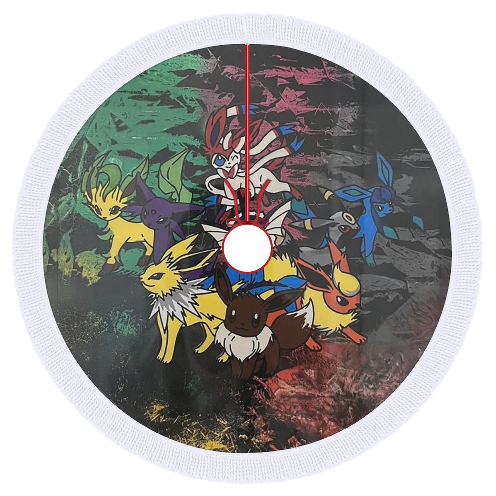 Pokemon Eevee Christmas tree skirt Christmas tree mat with fringe ...