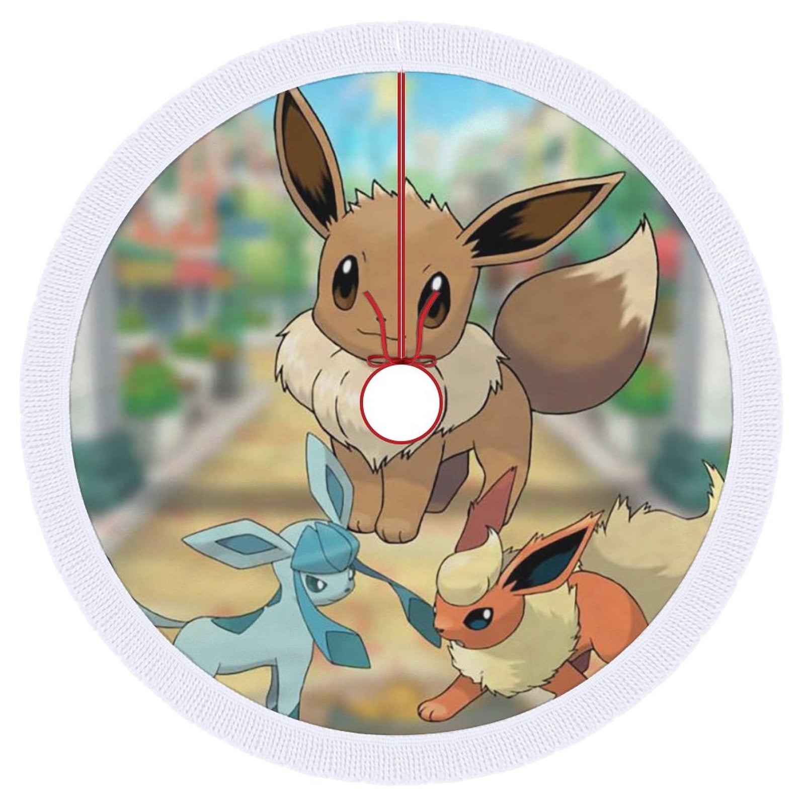 Pokemon Eevee Christmas tree skirt Christmas tree mat with fringe ...