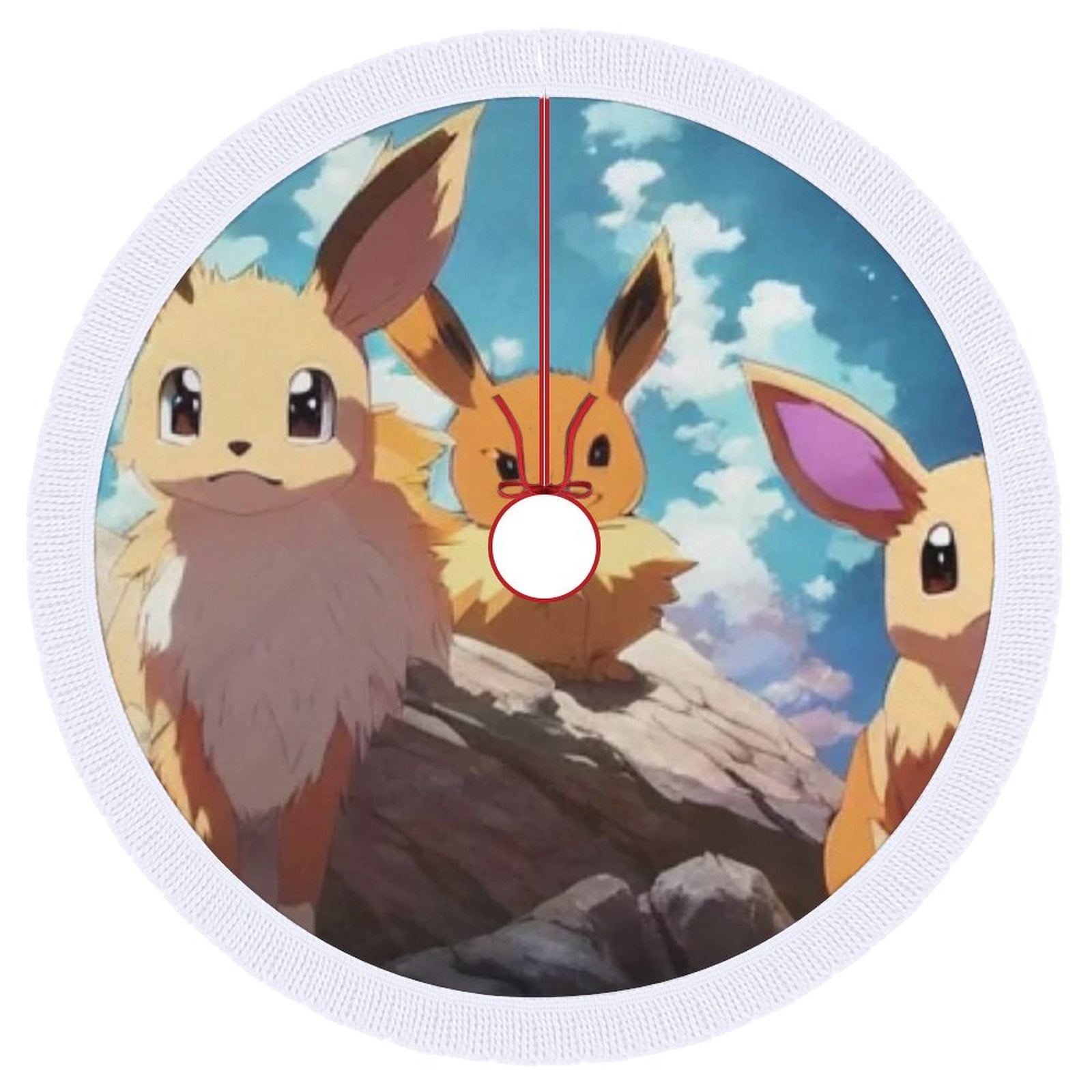 Pokemon Eevee Christmas tree skirt Christmas tree mat with fringe ...