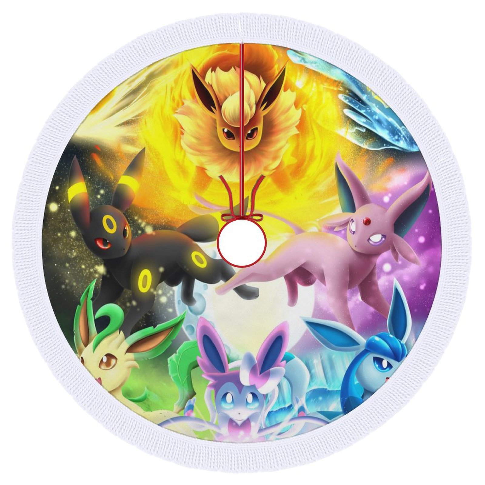 Pokemon Eevee Christmas tree skirt Christmas tree mat with fringe ...