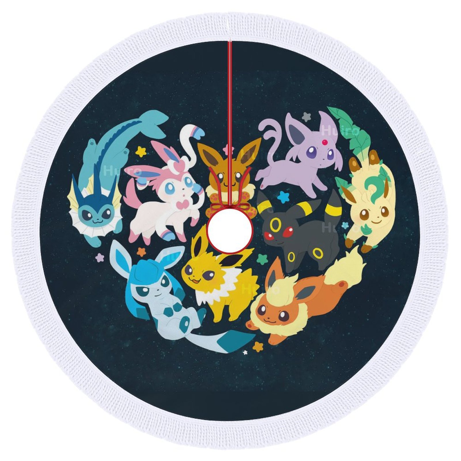Pokemon Eevee Christmas tree skirt Christmas tree mat with fringe ...