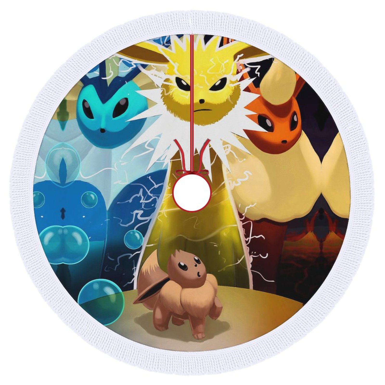 Pokemon Eevee Christmas tree skirt Christmas tree mat with fringe ...