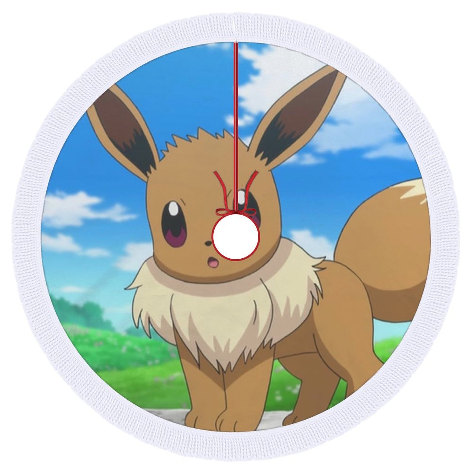 Pokemon Eevee Christmas tree skirt Christmas tree mat with fringe ...