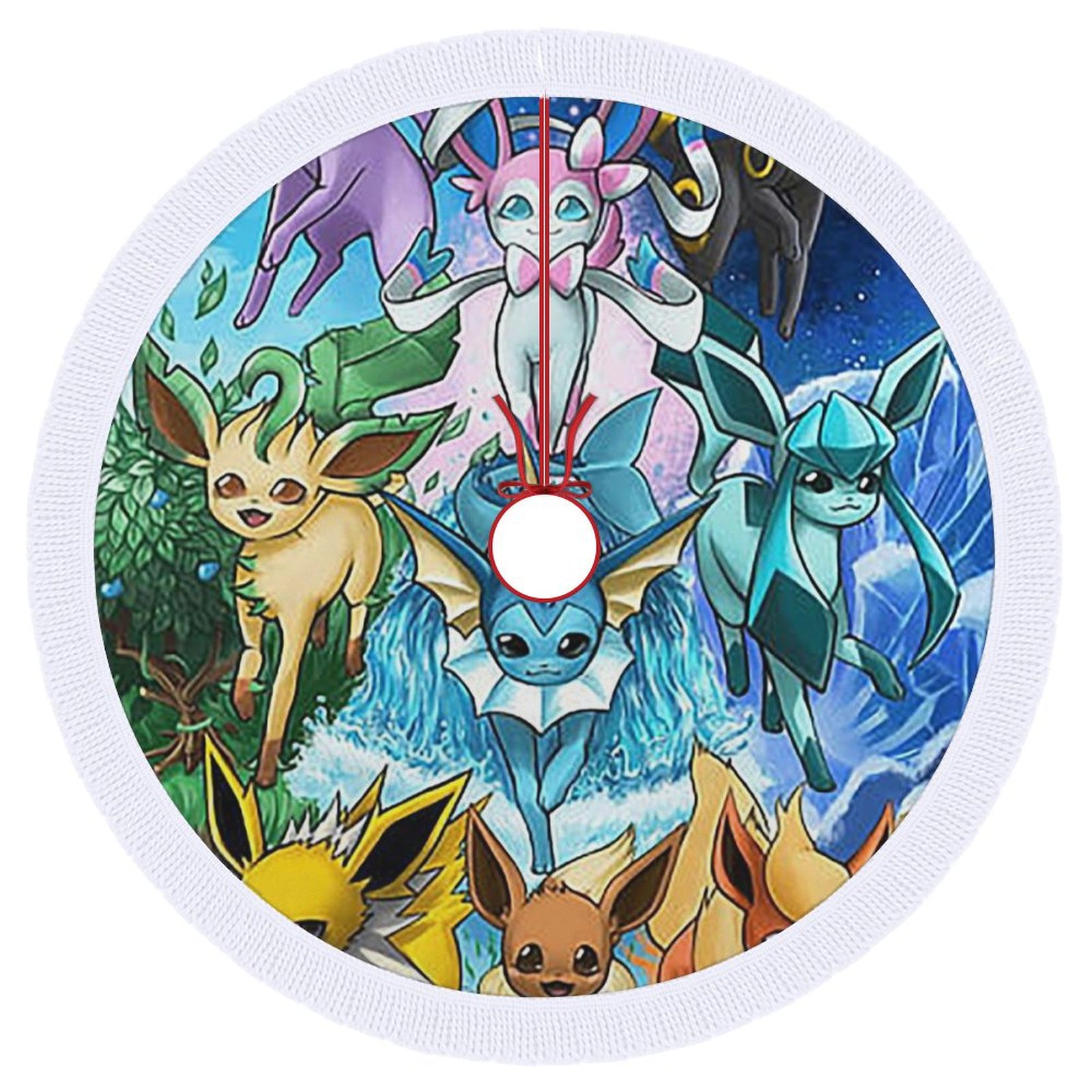 Pokemon Eevee Christmas tree skirt Christmas tree mat with fringe ...