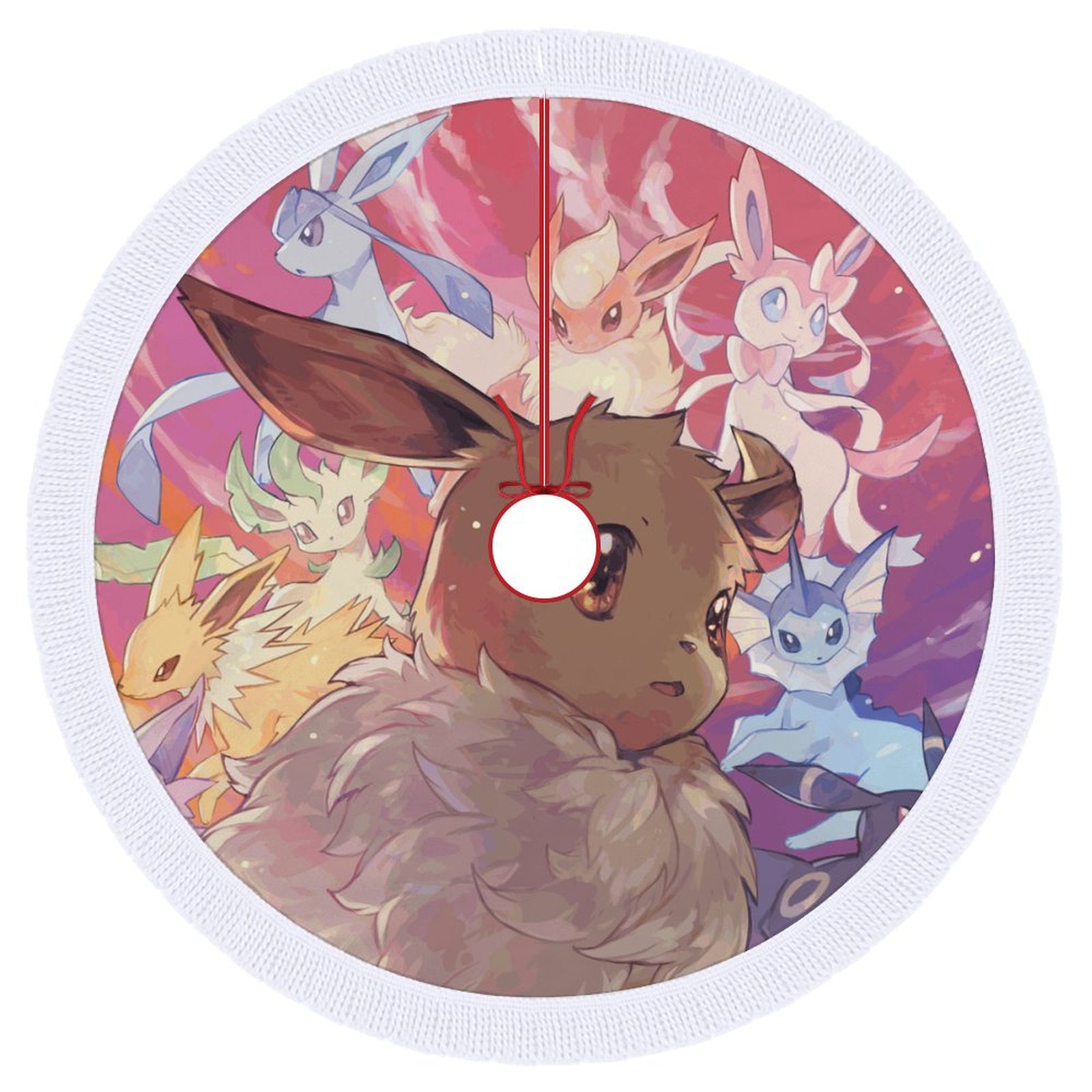 Pokemon Eevee Christmas tree skirt Christmas tree mat with fringe ...
