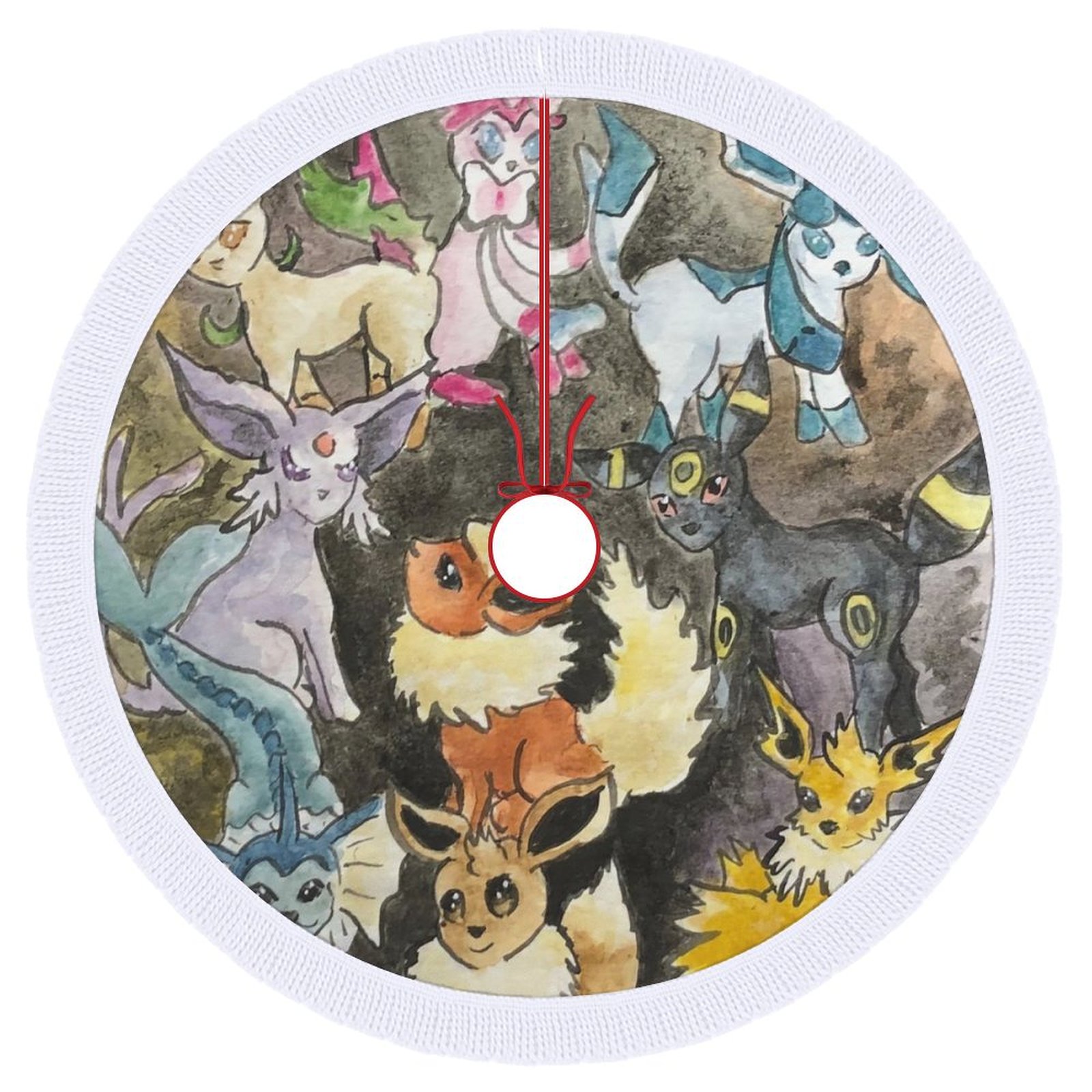 Pokemon Eevee Christmas tree skirt Christmas tree mat with fringe ...