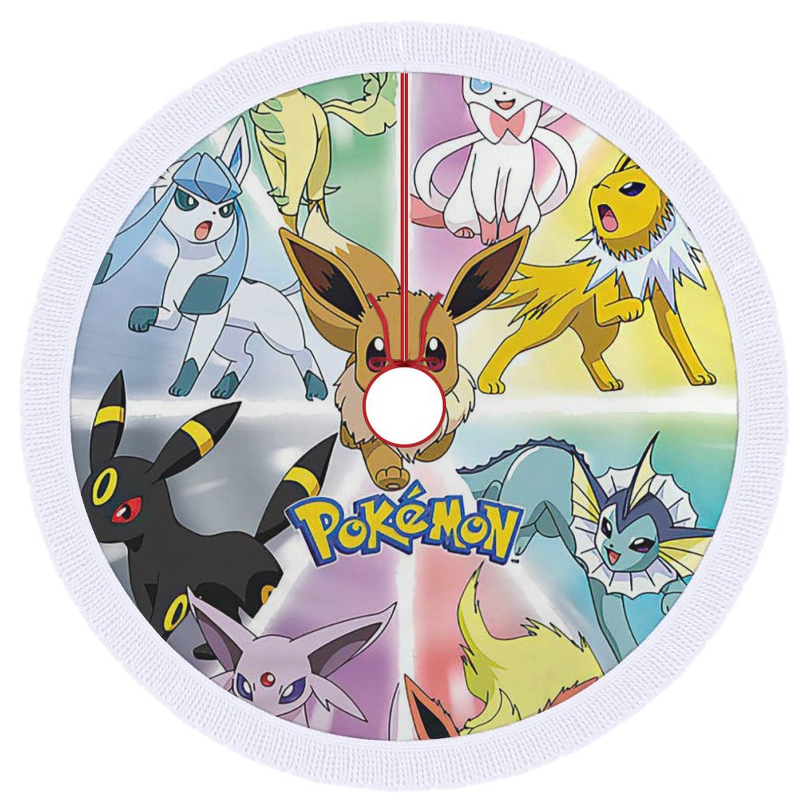 Pokemon Eevee Christmas tree skirt Christmas tree mat with fringe ...