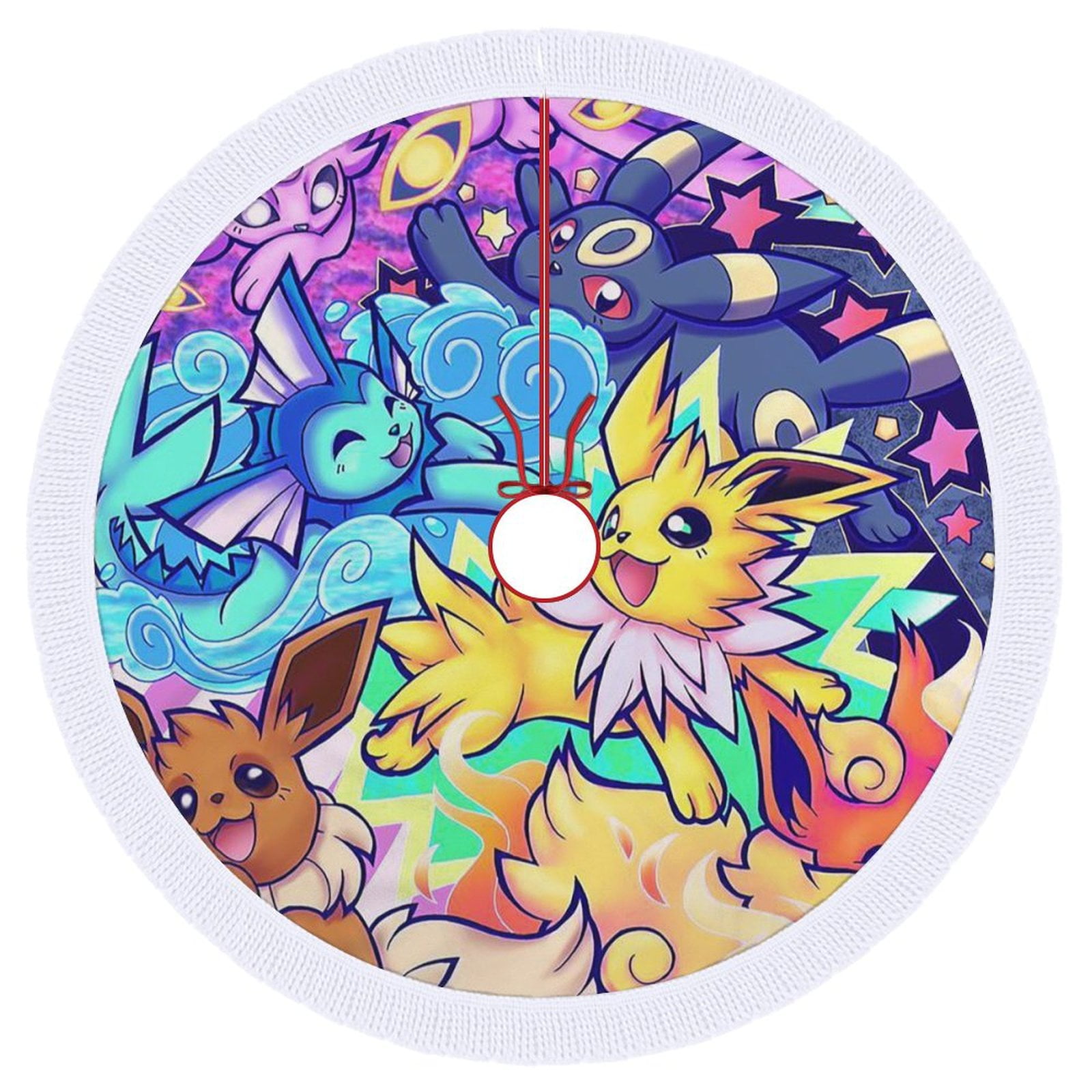 Pokemon Eevee Christmas tree skirt Christmas tree mat with fringe ...