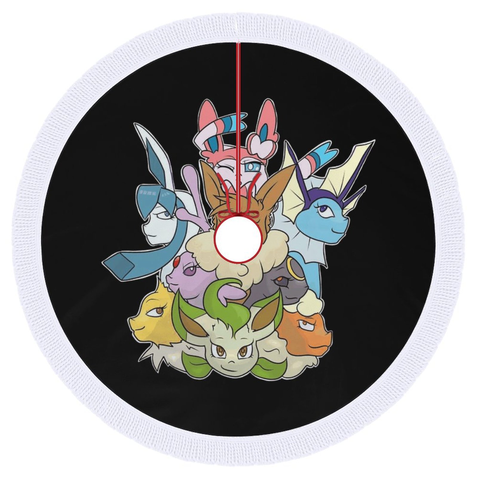 Pokemon Eevee Christmas tree skirt Christmas tree mat with fringe ...