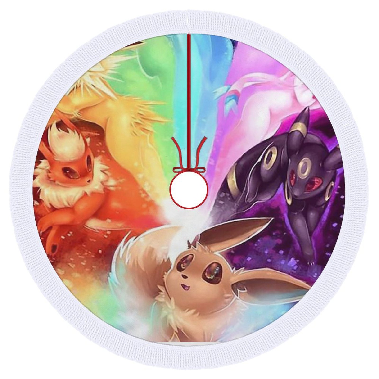 Pokemon Eevee Christmas tree skirt Christmas tree mat with fringe ...