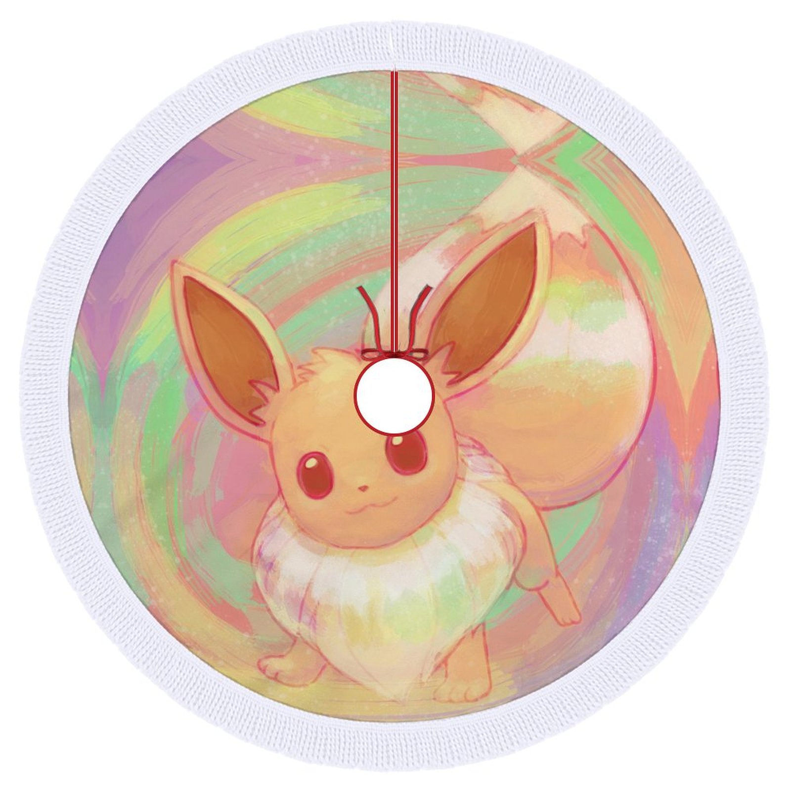 Pokemon Eevee Christmas tree skirt Christmas tree mat with fringe ...