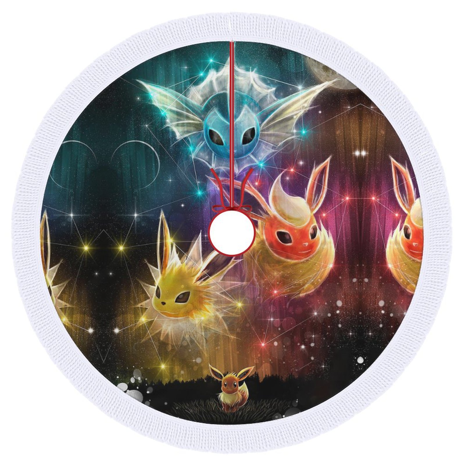 Pokemon Eevee Christmas tree skirt Christmas tree mat with fringe ...