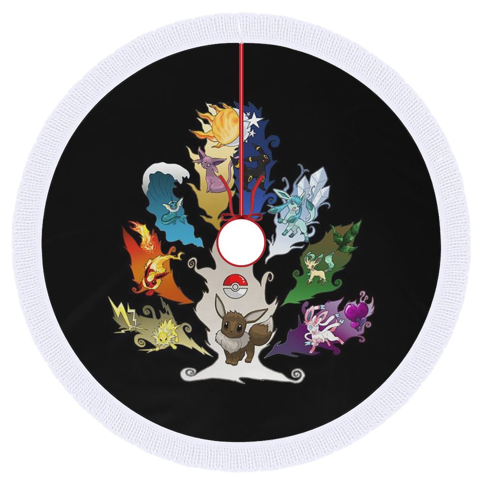 Pokemon Eevee Christmas tree skirt Christmas tree mat with fringe ...