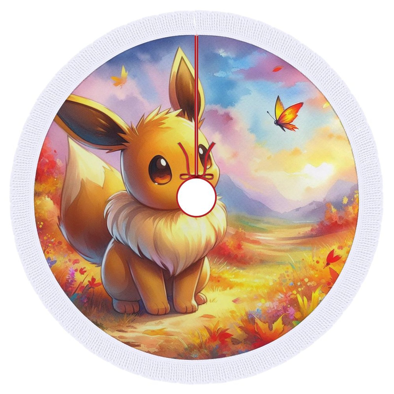 Pokemon Eevee Christmas tree skirt Christmas tree mat with fringe ...