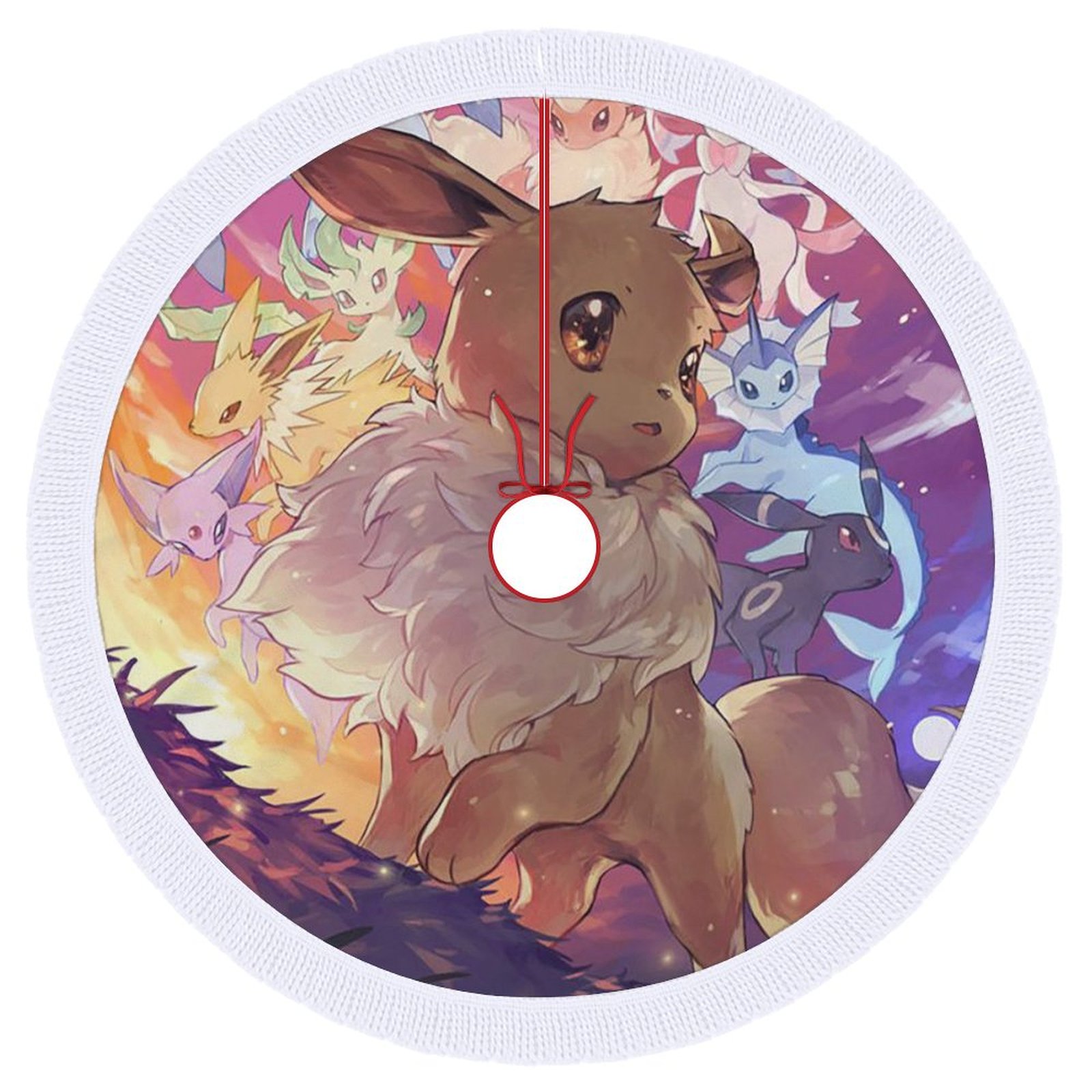 Pokemon Eevee Christmas tree skirt Christmas tree mat with fringe ...