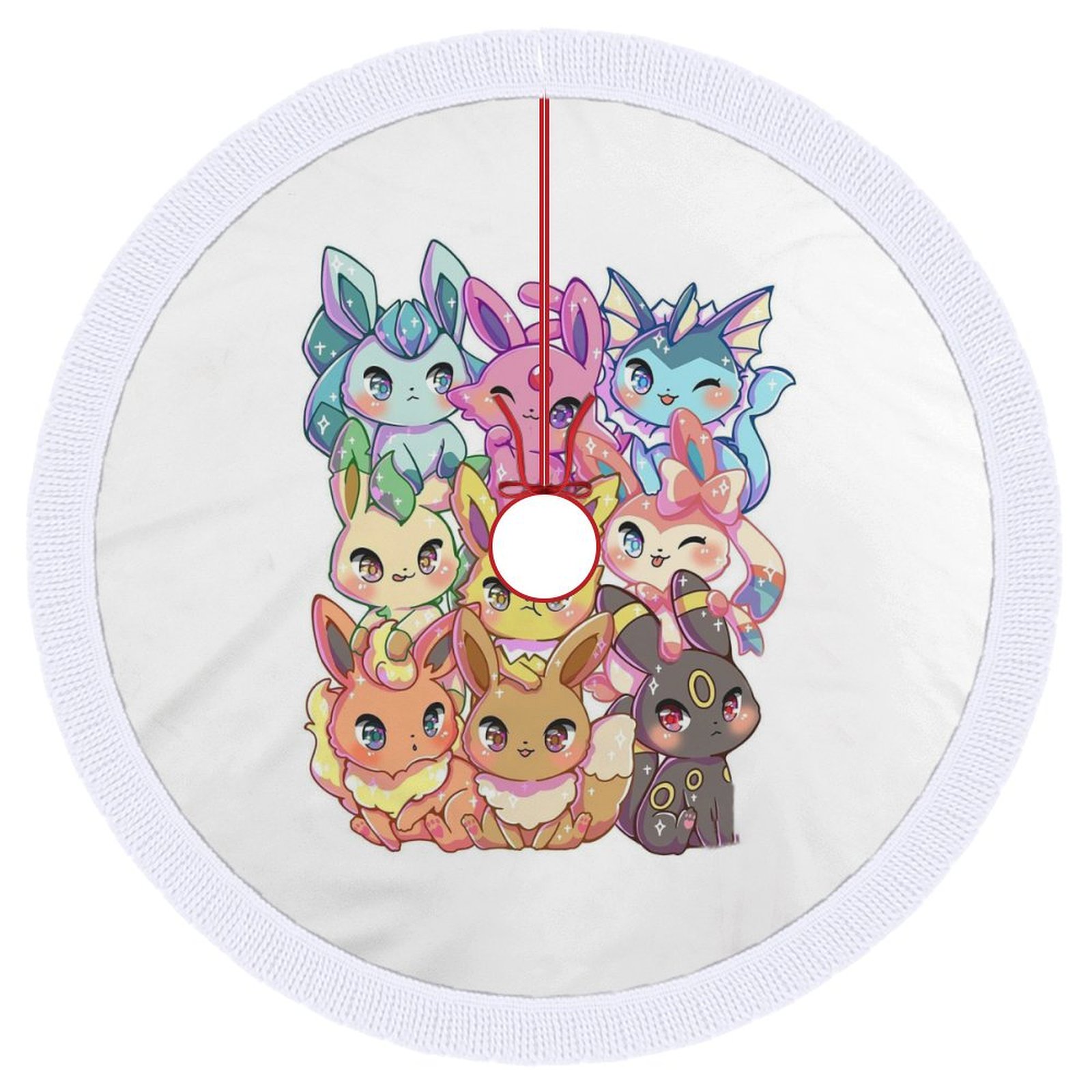Pokemon Eevee Christmas tree skirt Christmas tree mat with fringe ...