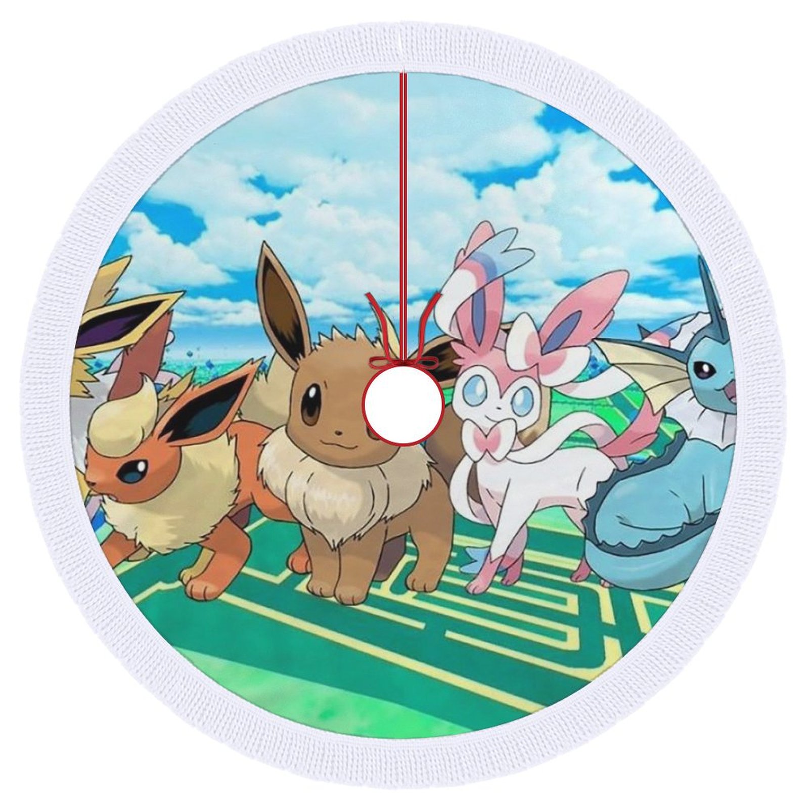Pokemon Eevee Christmas tree skirt Christmas tree mat with fringe ...