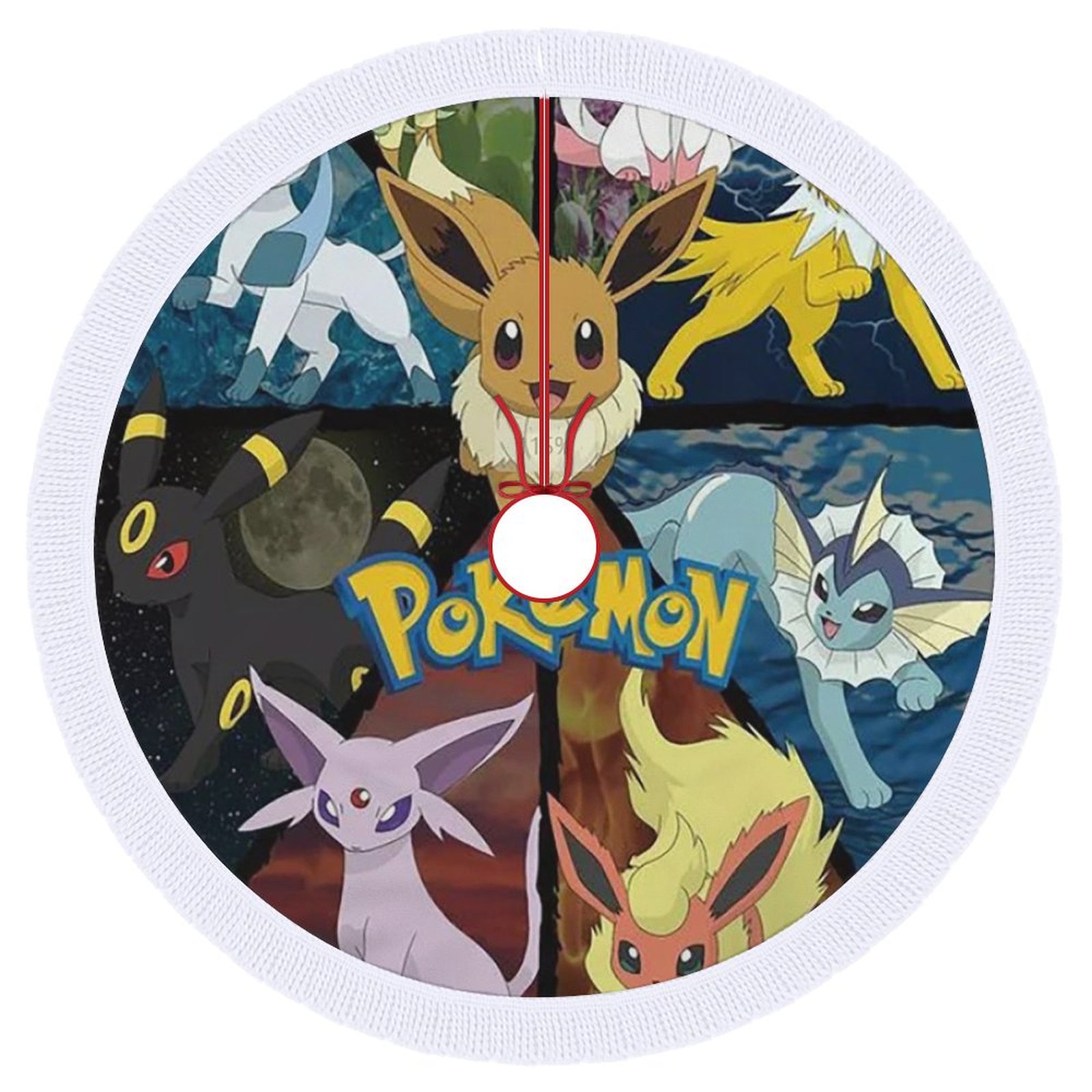 Pokemon Eevee Christmas tree skirt Christmas tree mat with fringe ...