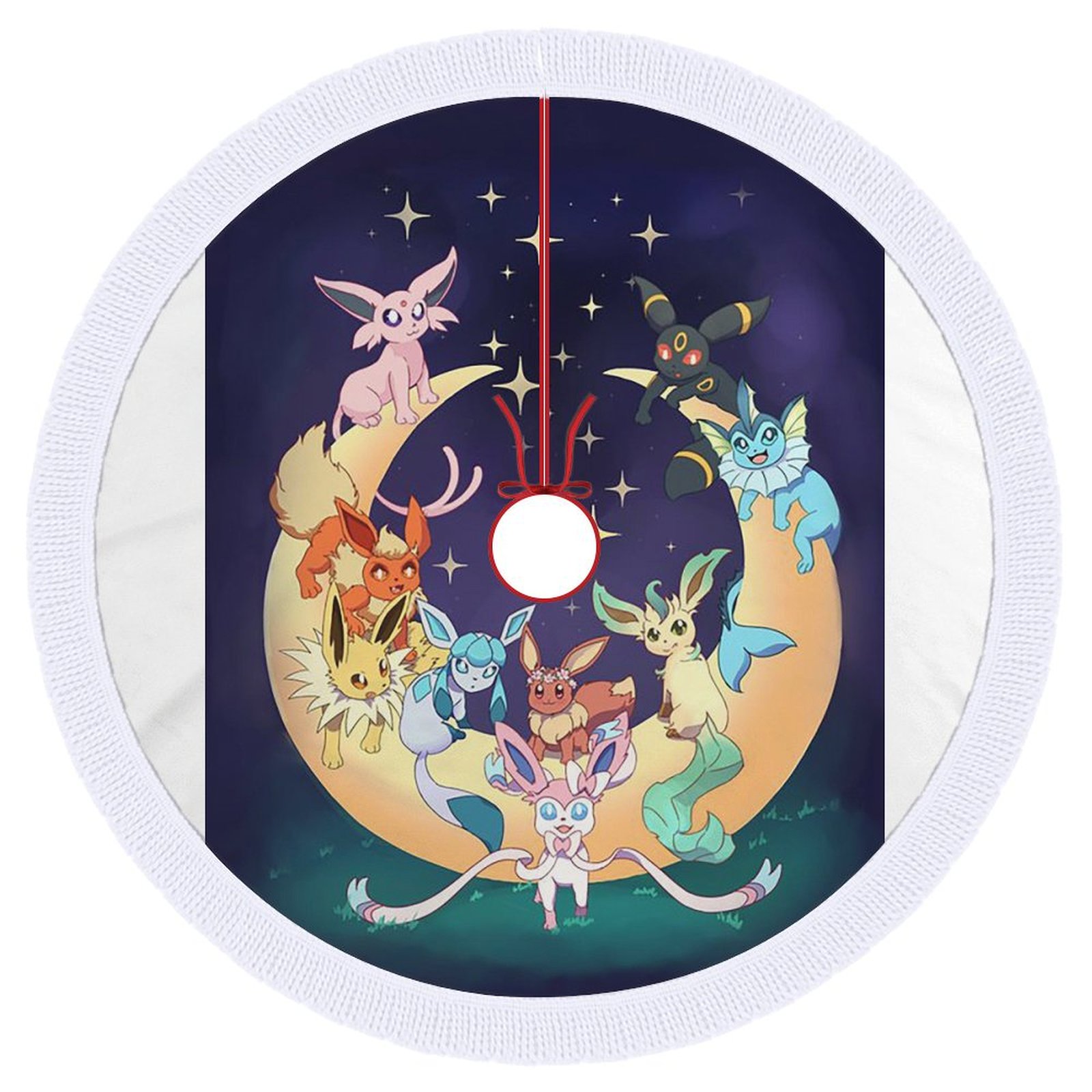 Pokemon Eevee Christmas tree skirt Christmas tree mat with fringe ...