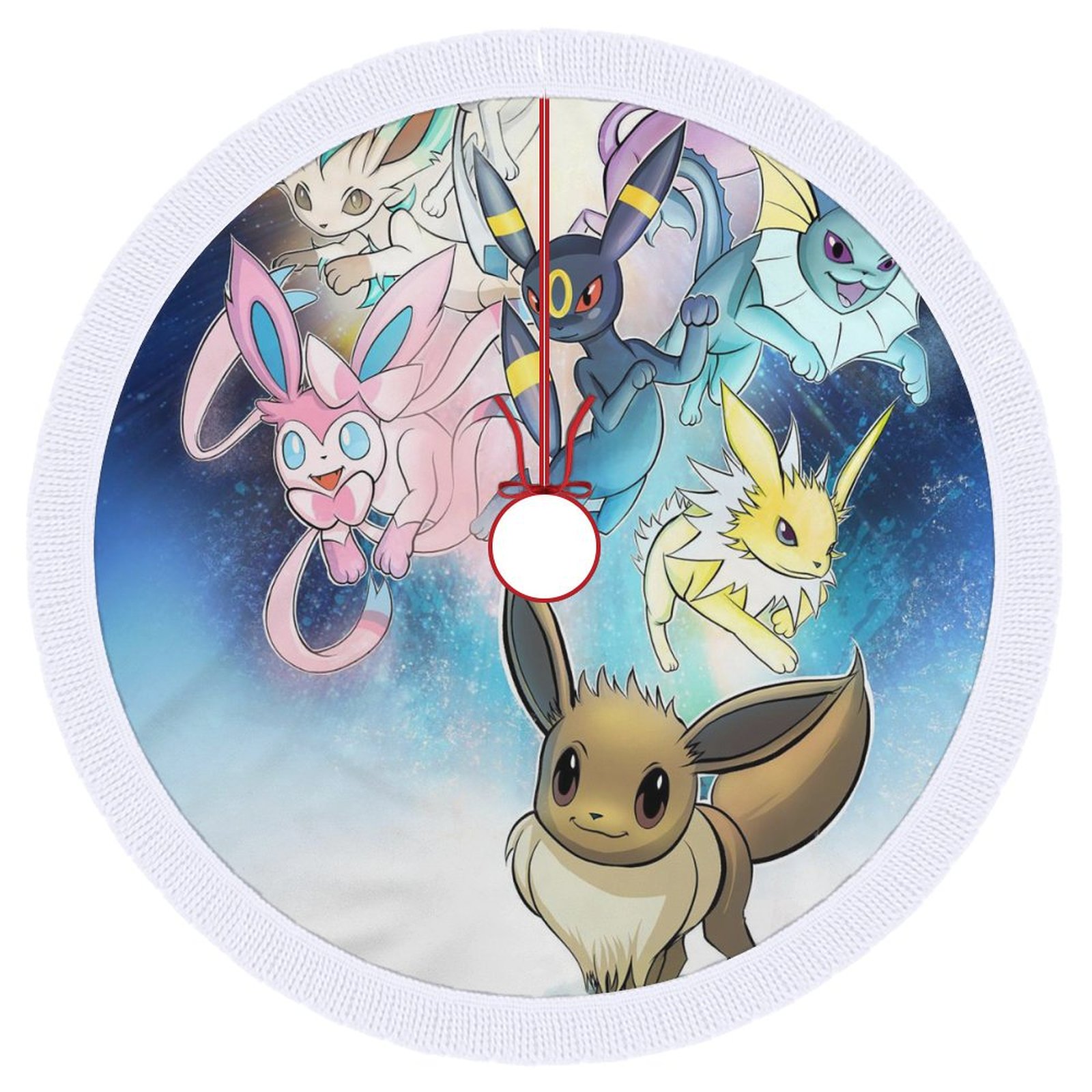 Pokemon Eevee Christmas tree skirt Christmas tree mat with fringe ...
