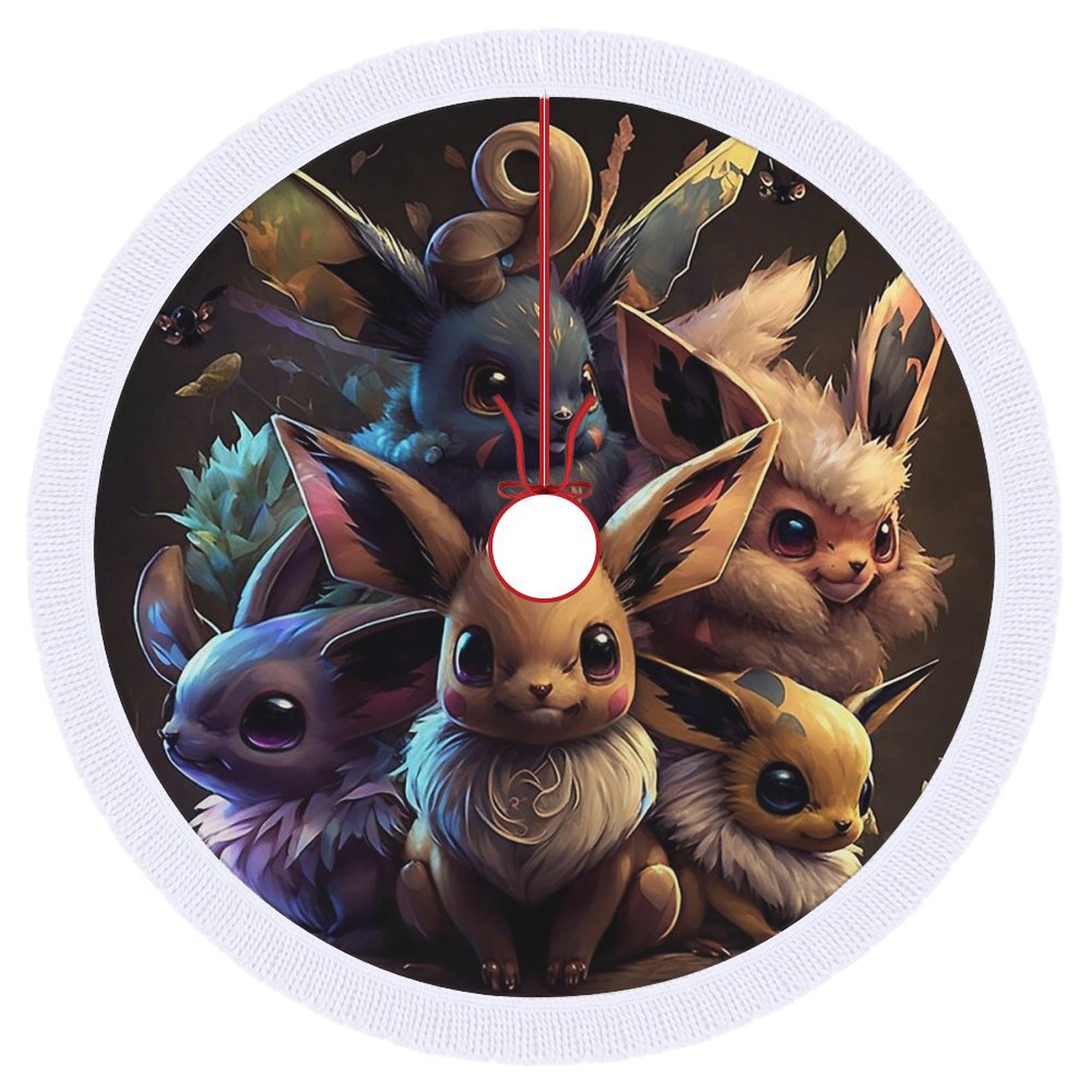 Pokemon Eevee Christmas tree skirt Christmas tree mat with fringe ...