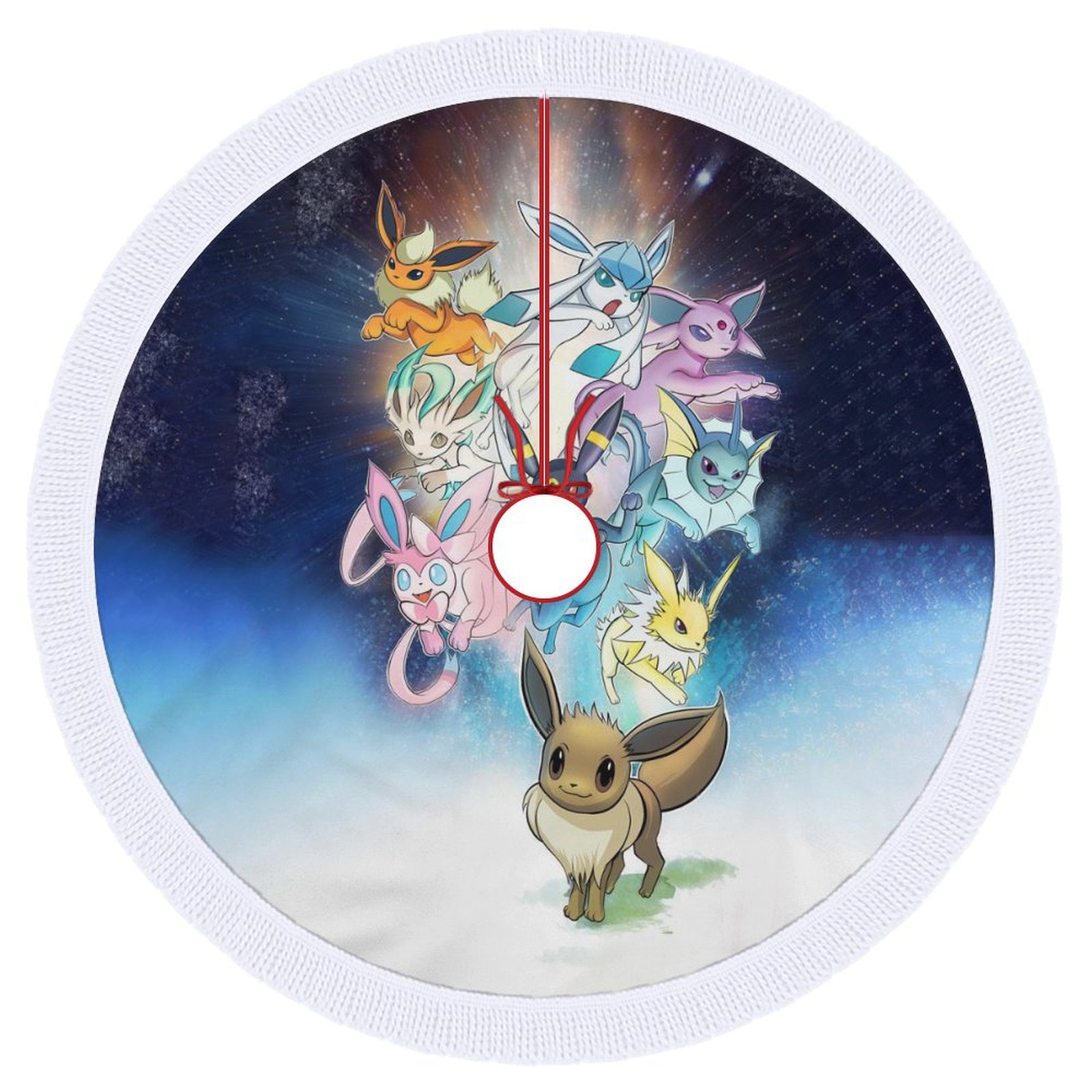 Pokemon Eevee Christmas tree skirt Christmas tree mat with fringe ...