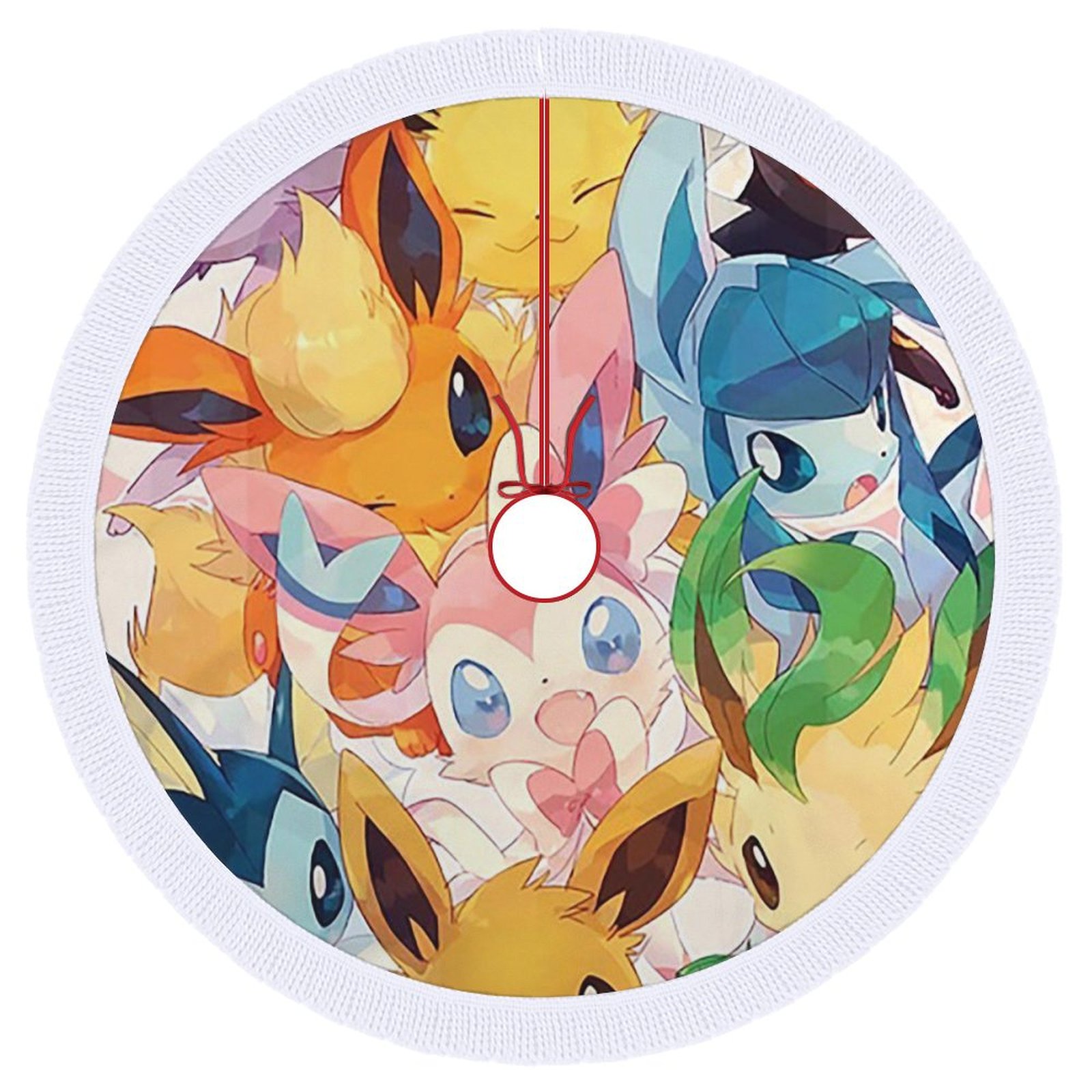 Pokemon Eevee Christmas tree skirt Christmas tree mat with fringe ...