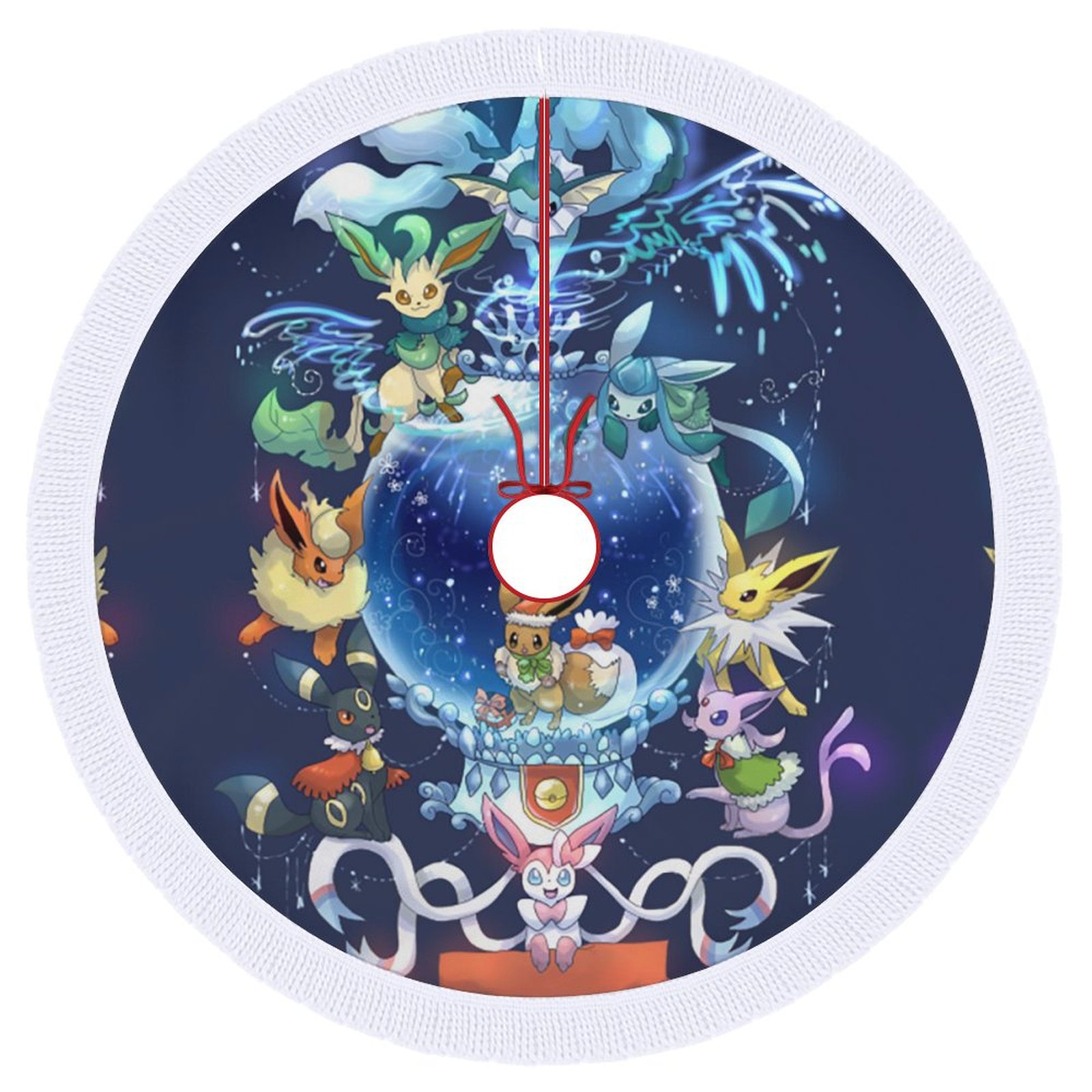 Pokemon Eevee Christmas tree skirt Christmas tree mat with fringe ...