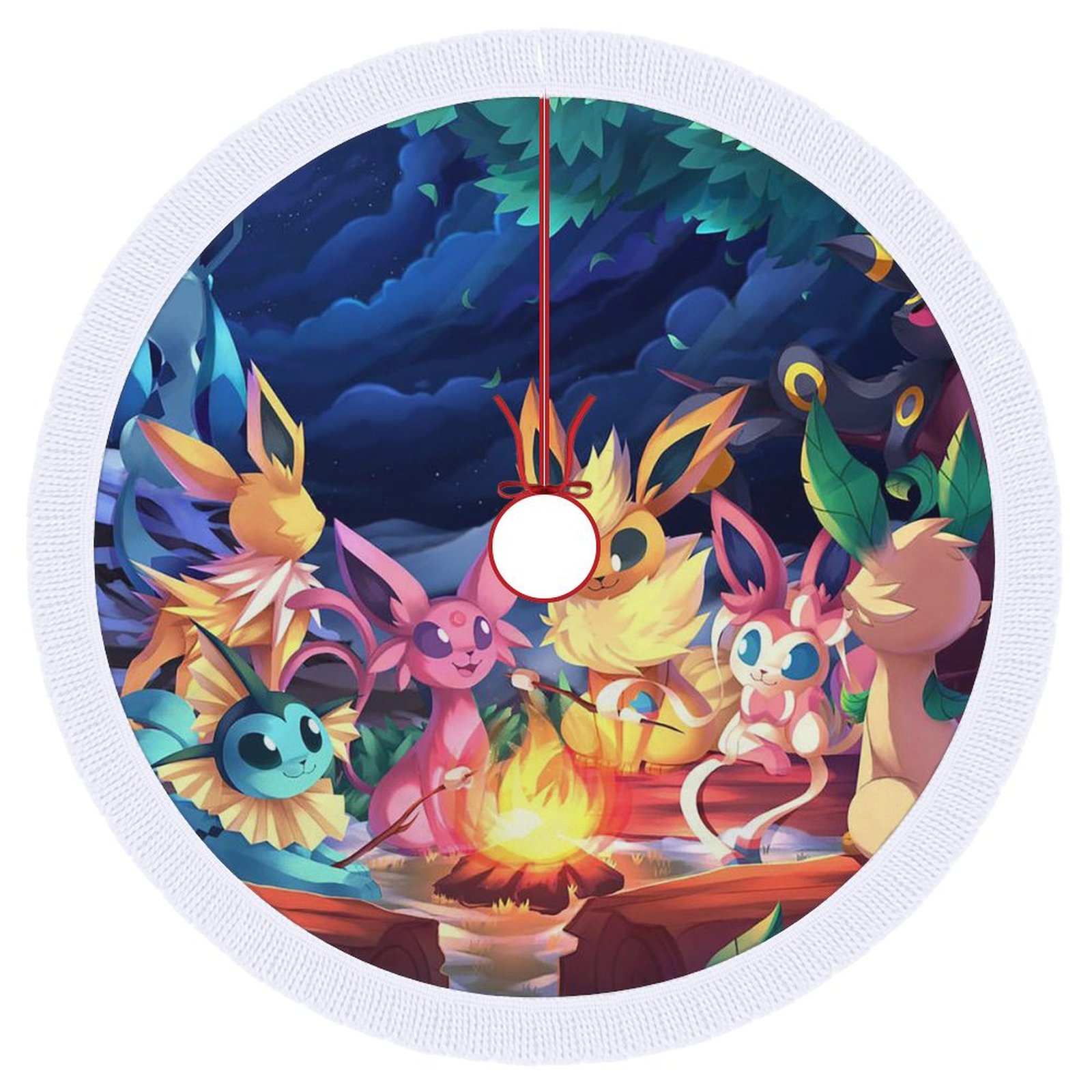 Pokemon Eevee Christmas tree skirt Christmas tree mat with fringe ...